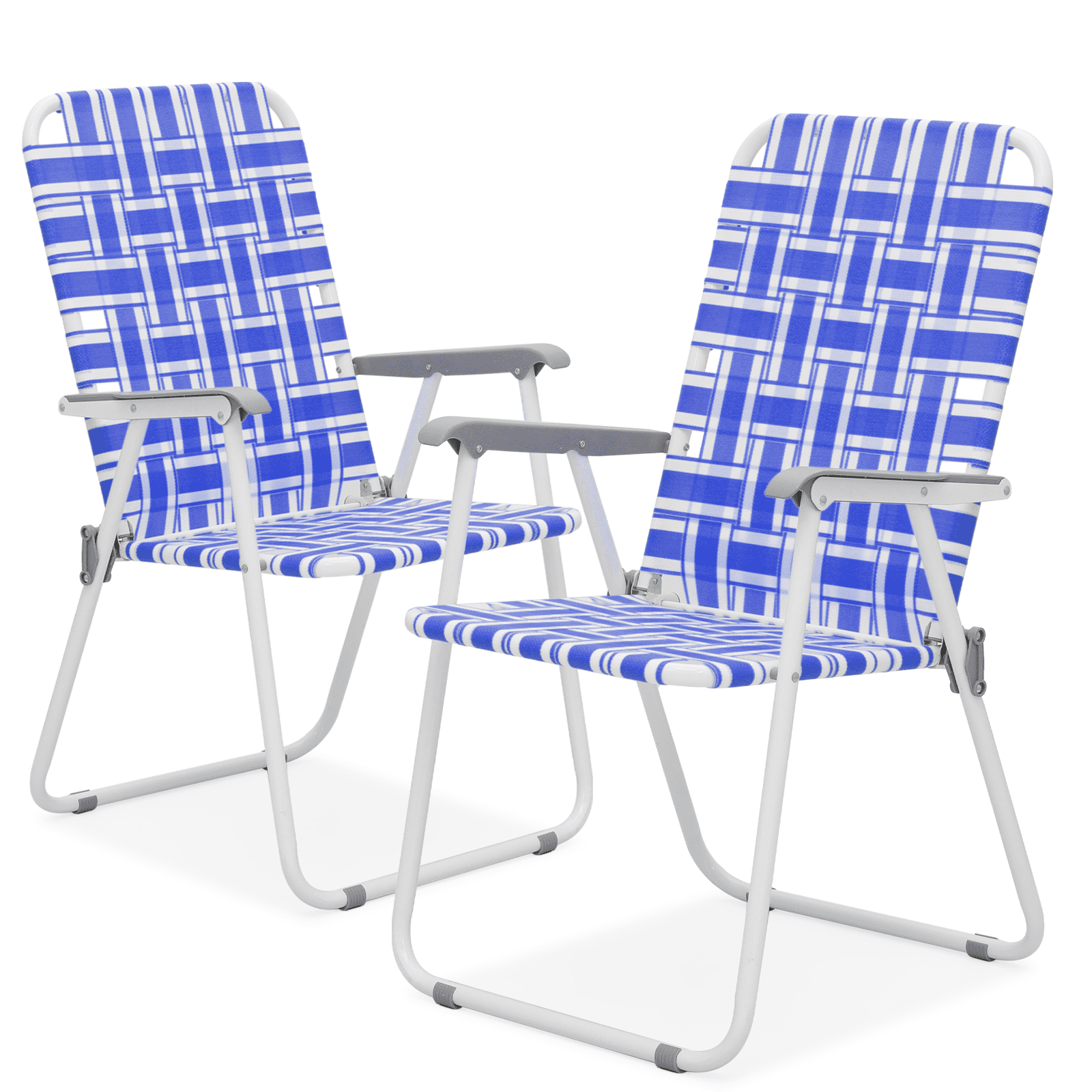 Magshion Folding Webbed Beach Chairs Set of 2, Portable Camping Seats ...