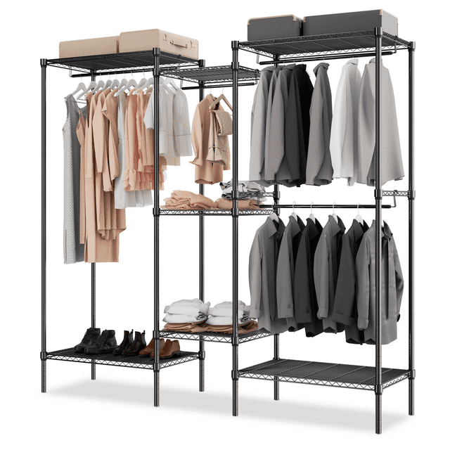 "Magshion Heavy Duty Clothes Rack, Adjustable Wire Shelving with 4 Rods ...