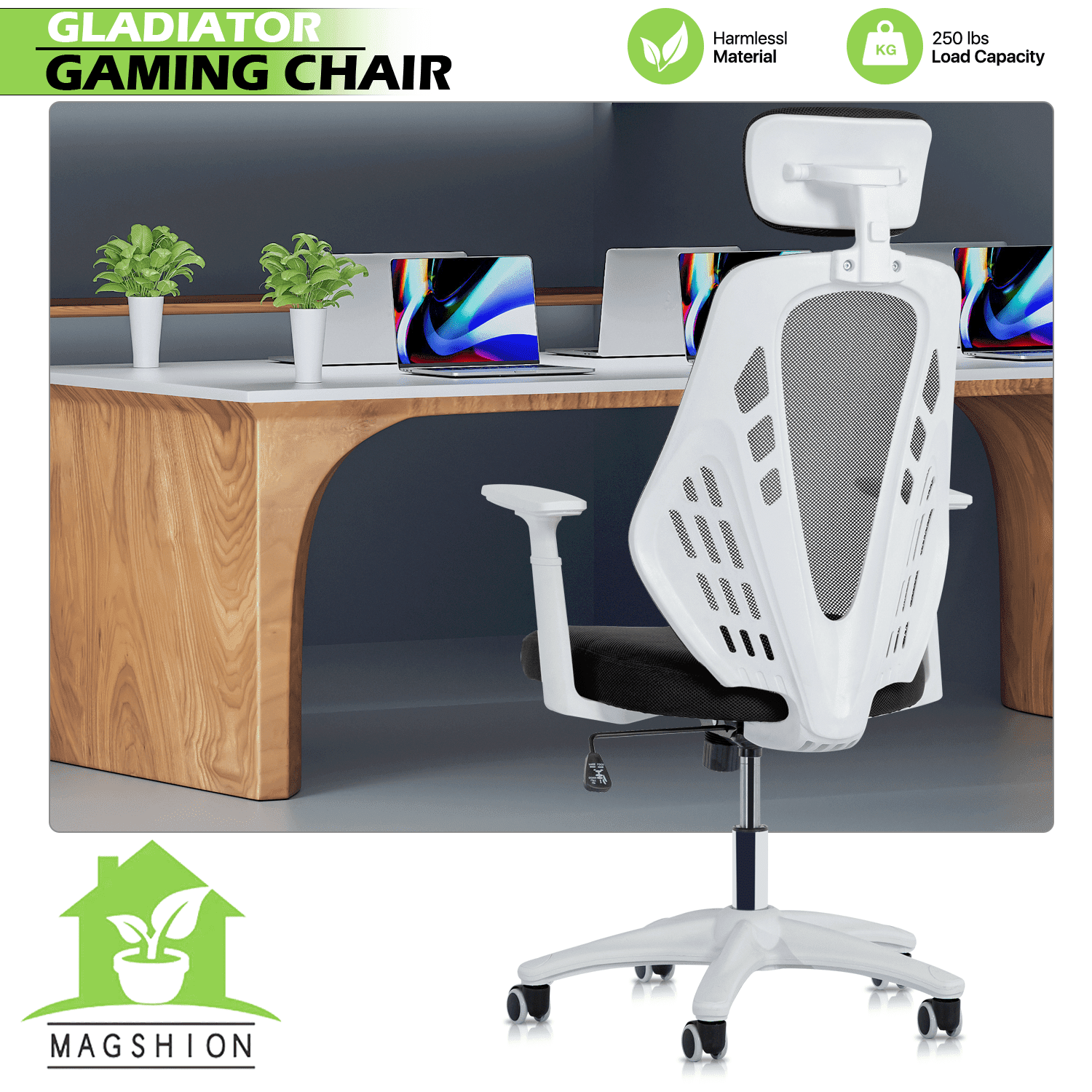 Magshion Gladiator Gaming Chair, Home Computer Game Racing Chair, Mesh ...
