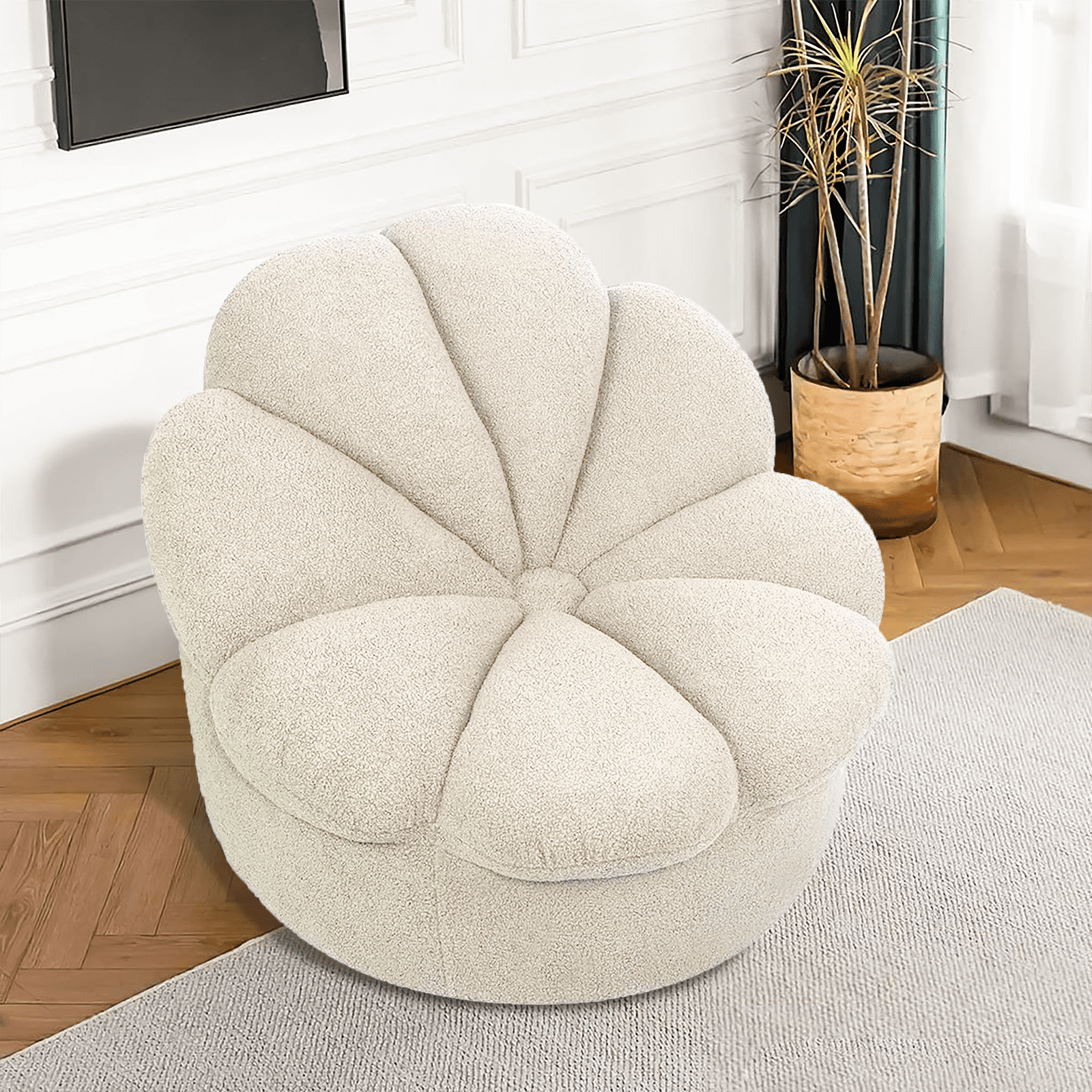 Magshion Blooming Flower High Back Sofa, Comfy Living Room Mohair Chair ...