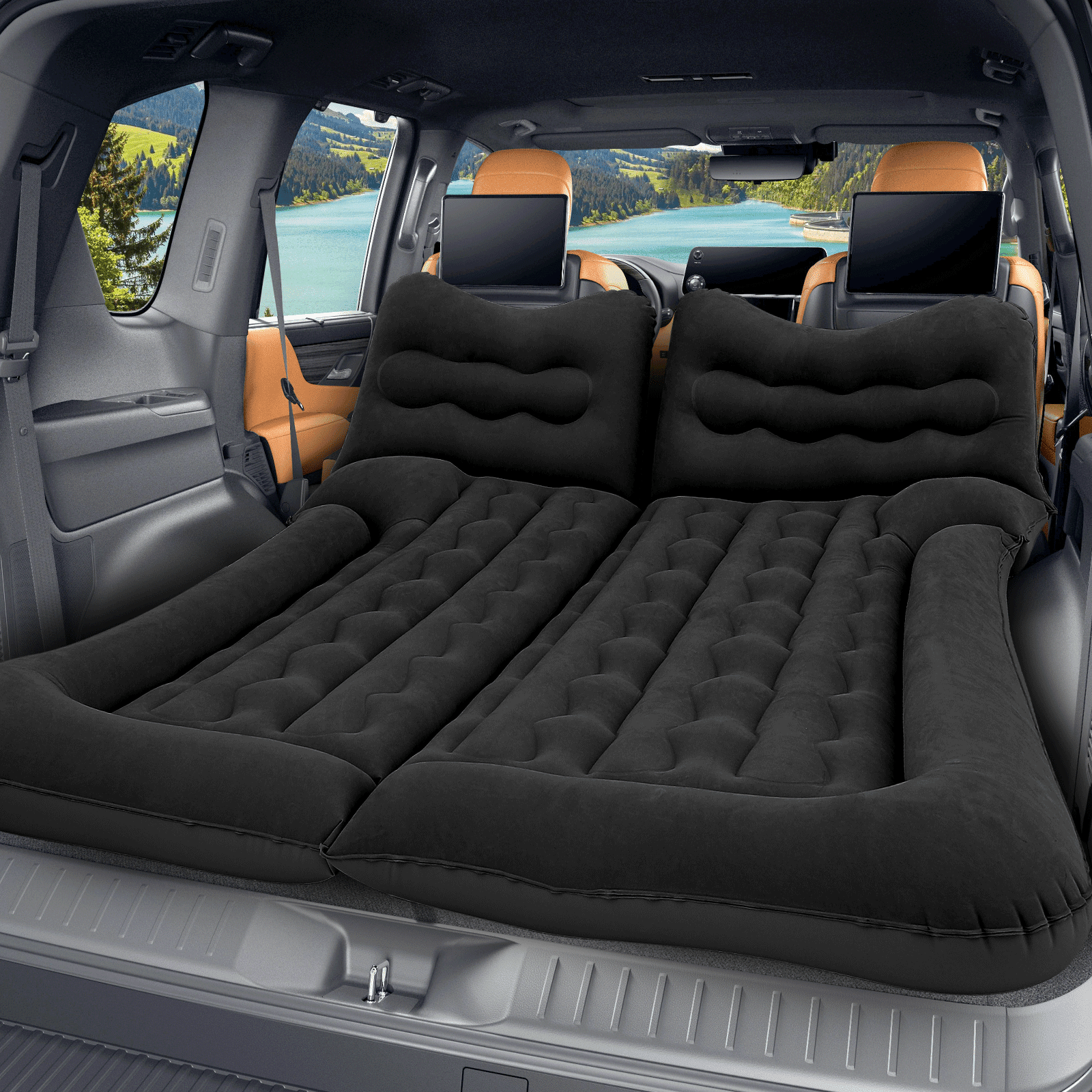 Magshion Inflatable Car Air Mattress, PVC Flocking Soft Sleeping Bed ...