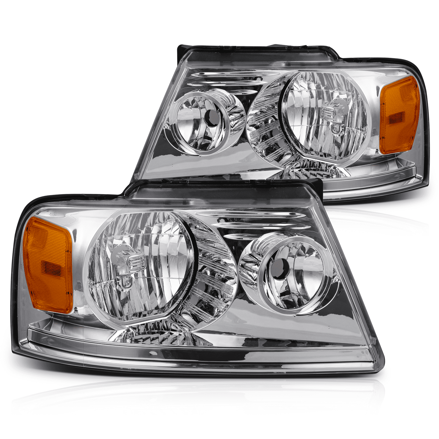 Magshion Halogen Headlights, Chrome Housing Clear Lens, Fits 2004-2008 ...