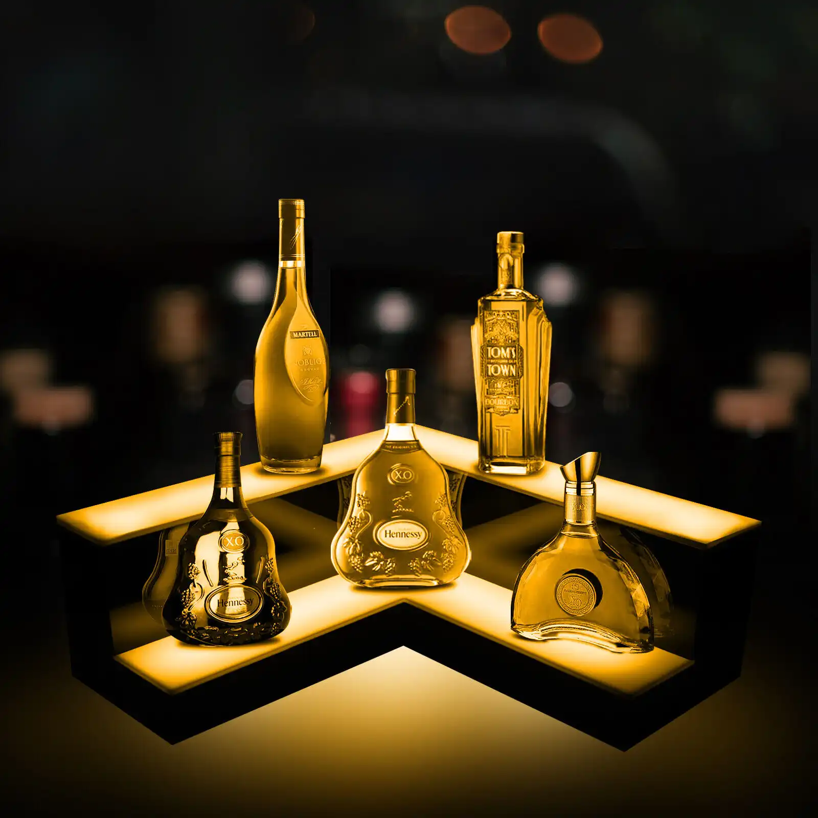 Magshion LED 20 Color Changing Liquor Bottle Display Shelf L-Shaped 2 ...