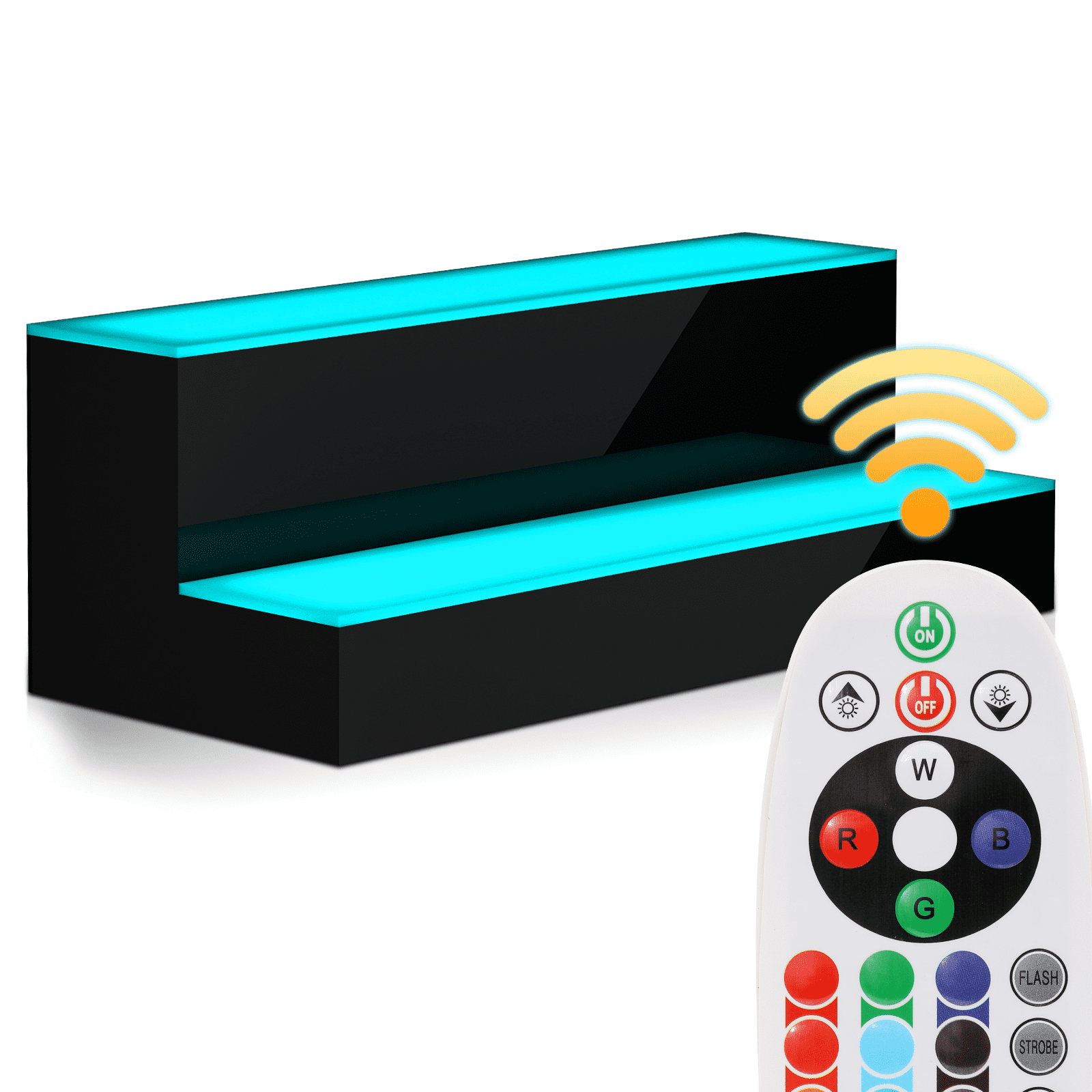 Magshion LED Color Changing Liquor Bottle Display Shelf 20 Inch 2 Step ...