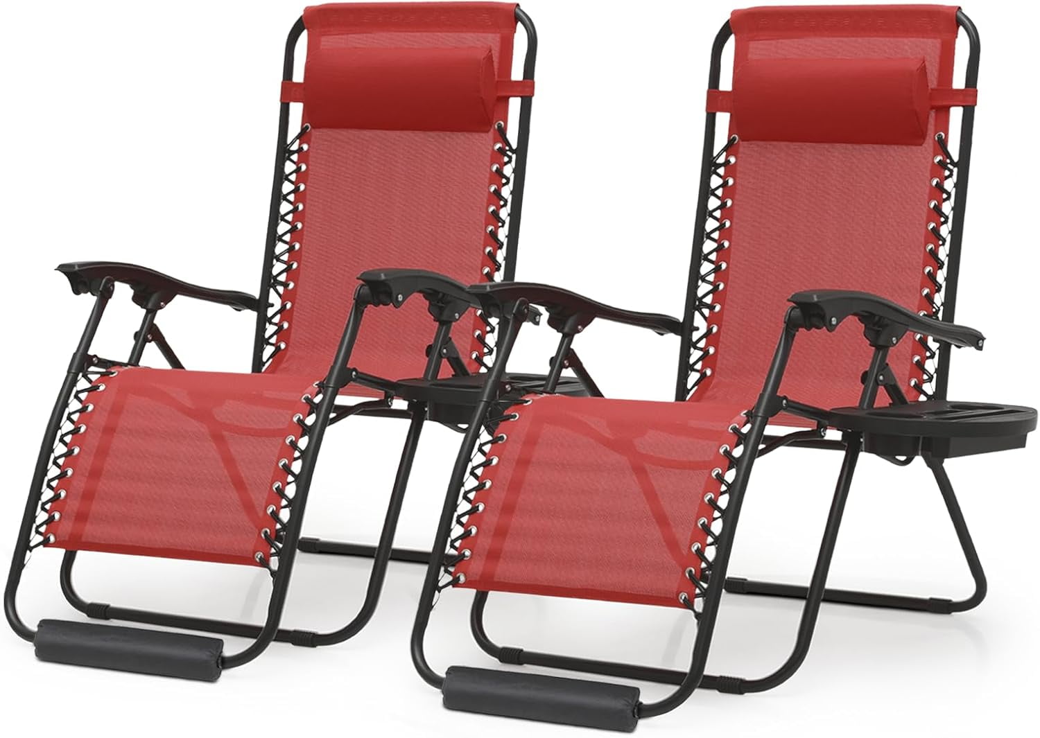 Magshion Lounge Chairs Set of 2 with Cup Holder Tray, 25" Patio ...
