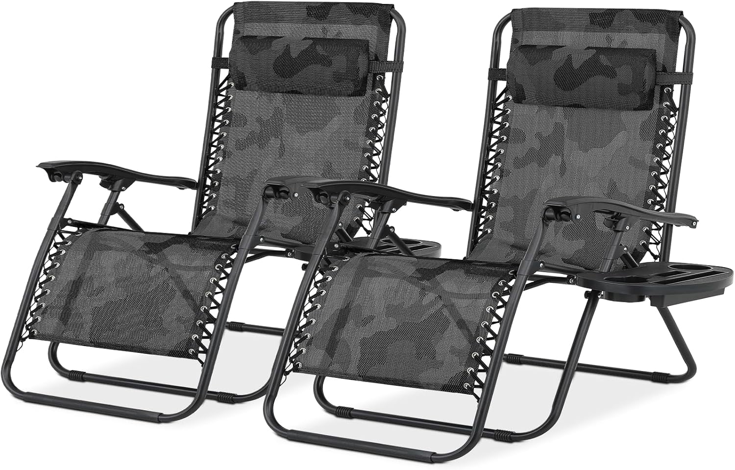 Magshion Lounge Chairs Set of 2 with Cup Holder Tray, XL Patio Recliner ...