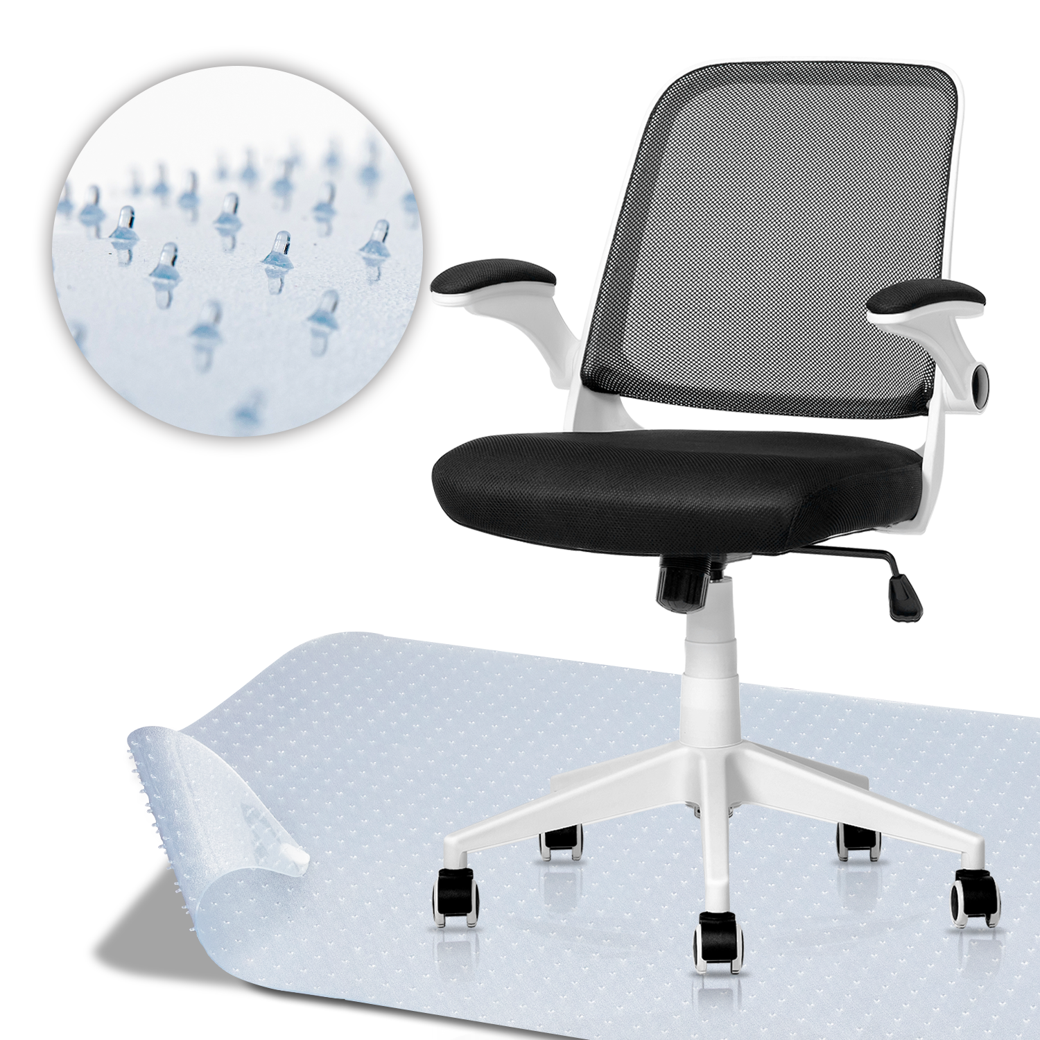 Magshion Mesh Rocking Computer Office Chair & Low-Pile Carpet Mat, with ...