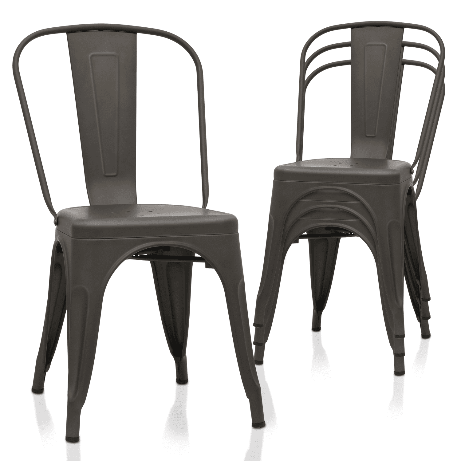 Magshion Metal Dining Chairs, Set of 4 Modern Stackable Chairs Seat ...
