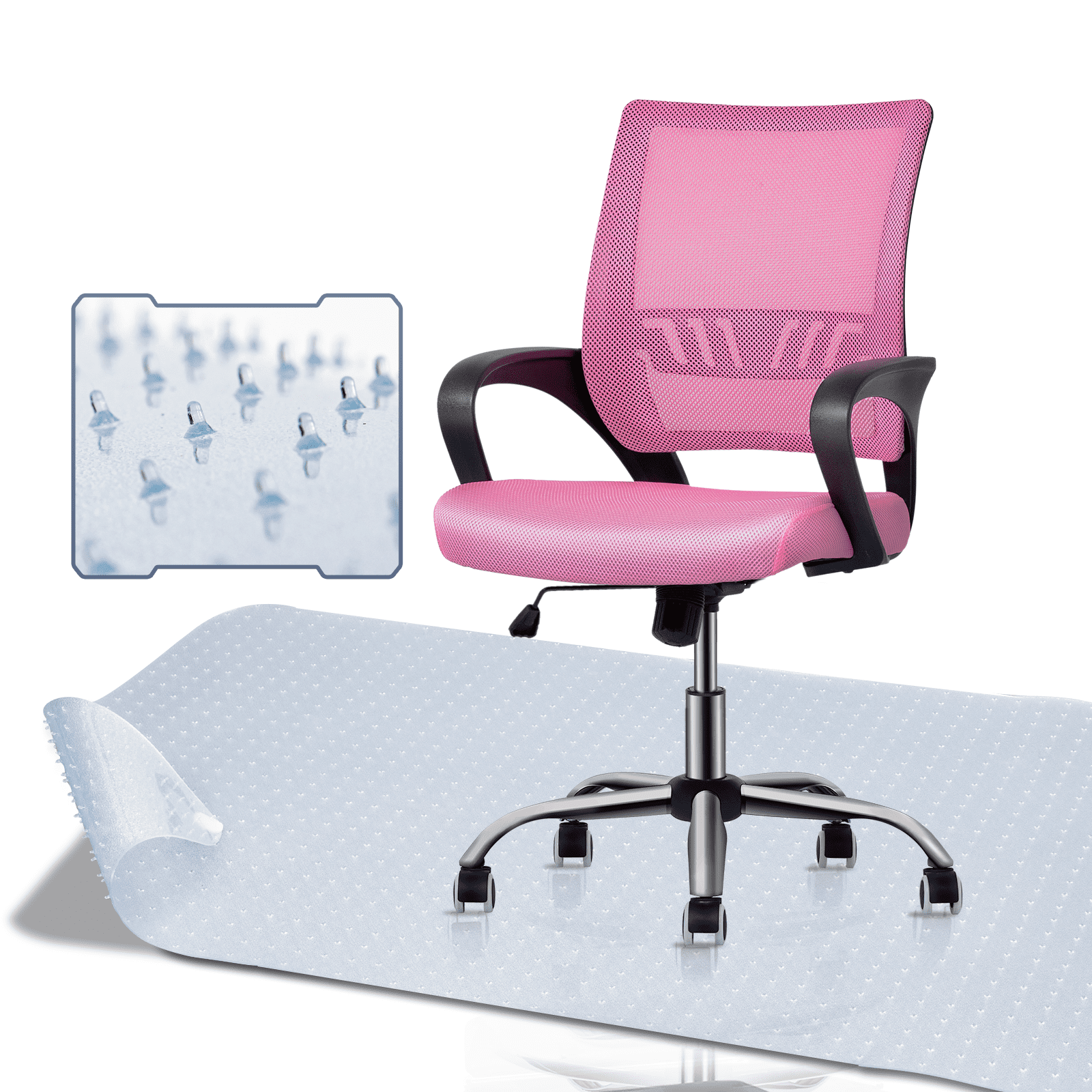 Magshion Mid Back Office Chair & Protect Floor Mat, Mesh Swivel ...