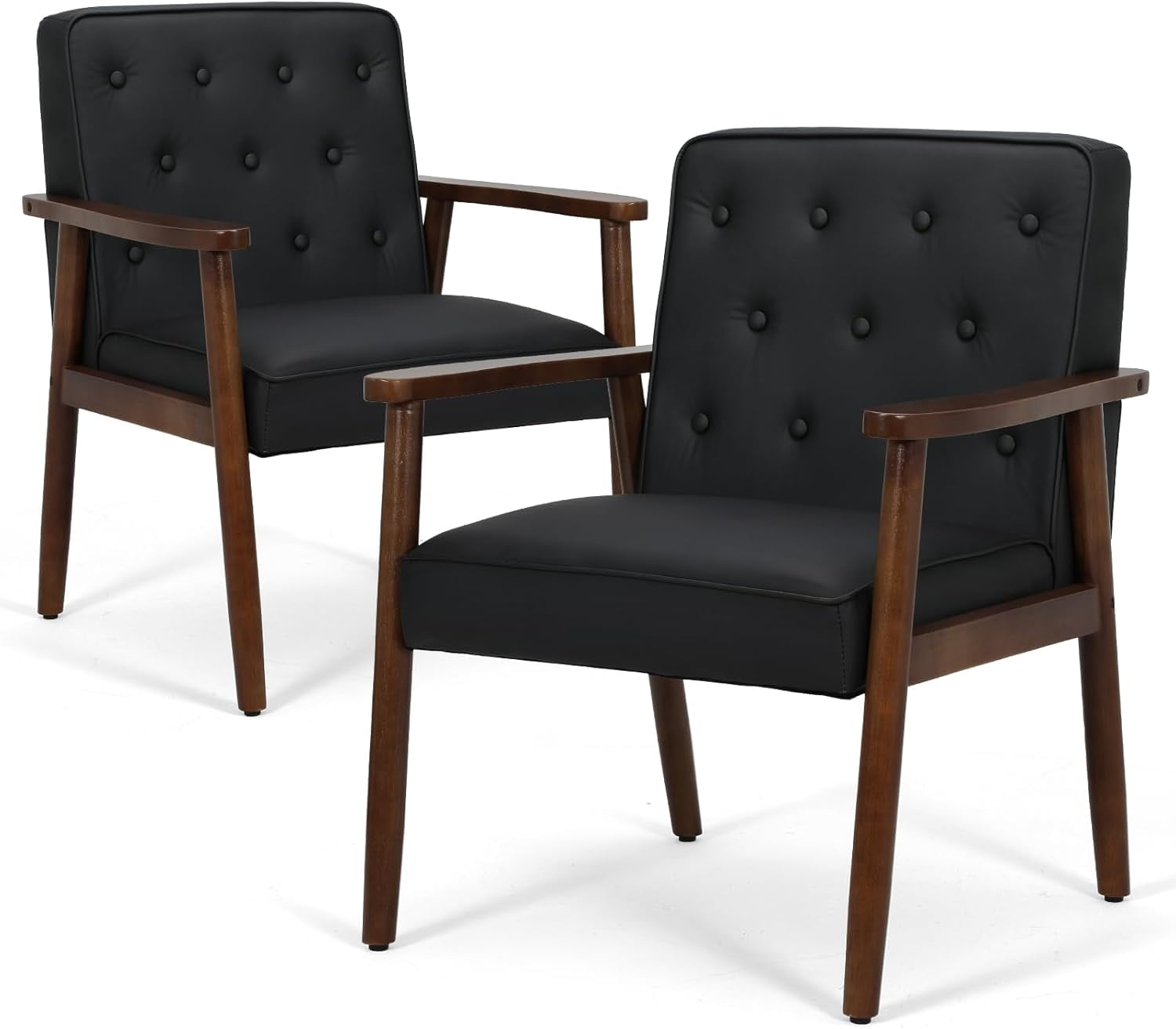 Magshion Mid-Century Retro Modern Chairs Set of 2, PU Leather Accent ...