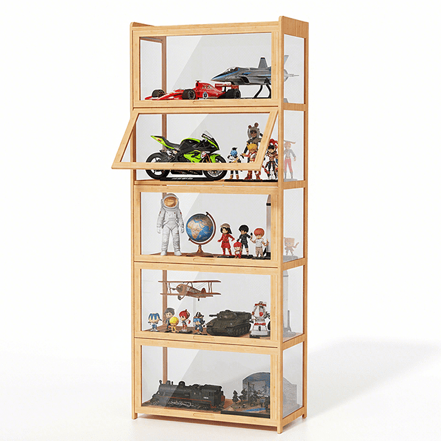 Magshion Modern 68" 5-Tier Transparent Display Cabinet with Acrylic ...