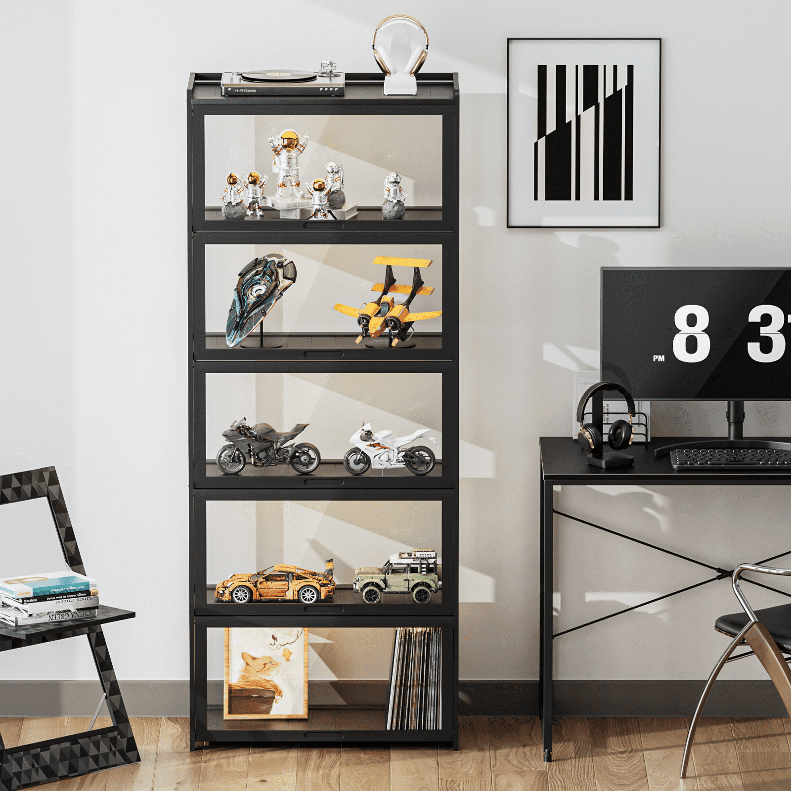 Magshion Modern 68" 5-Tier Transparent Display Cabinet with Acrylic ...
