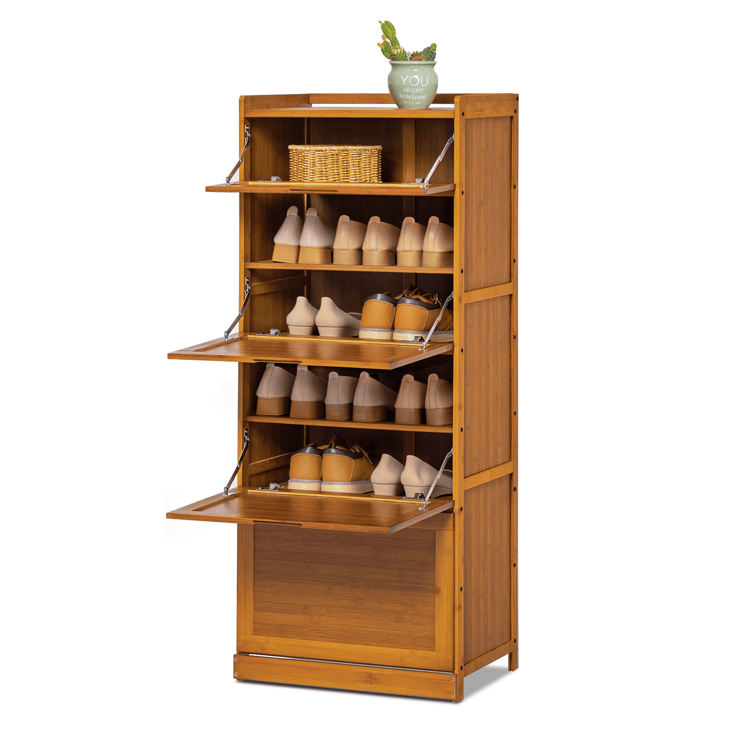 Magshion Modern Bamboo 7-Tier Tall Shoe Rack, Strong Display Shelf, 21 ...