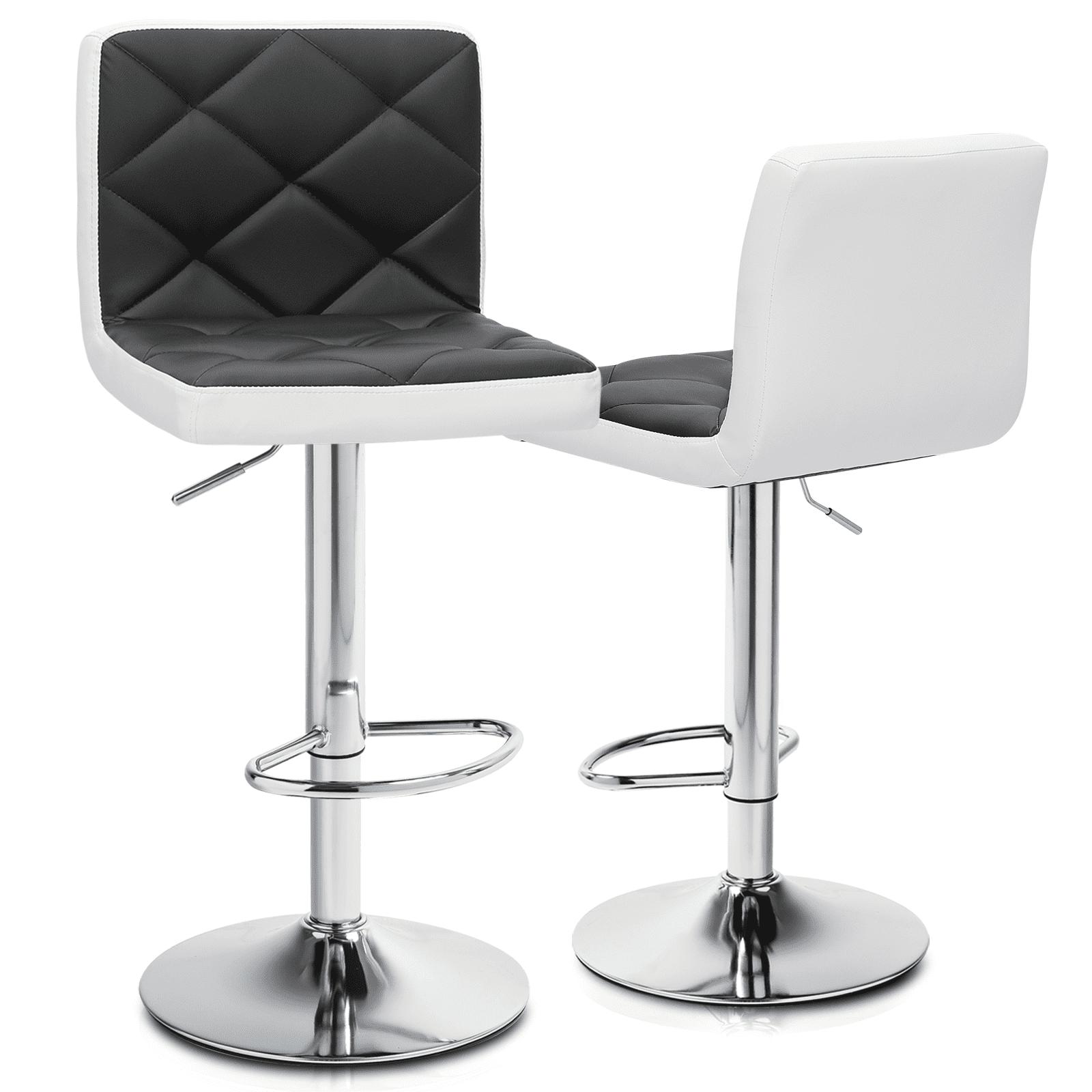 Magshion Modern Square Back Bar Stools, Adjustable Height, Faux Leather ...