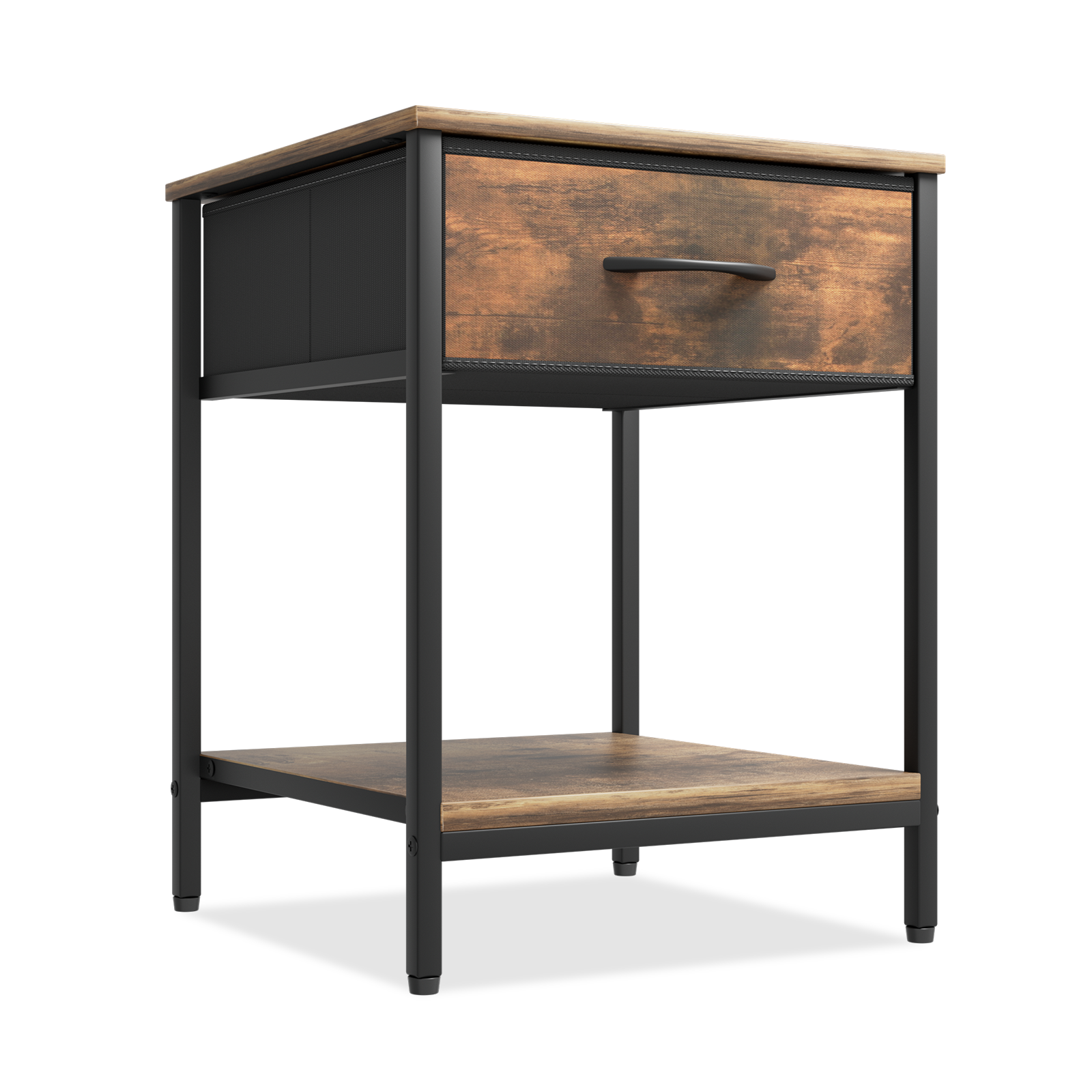 Magshion Modern Nightstand with Fabric Drawer & Open Shelf, Steel Frame ...