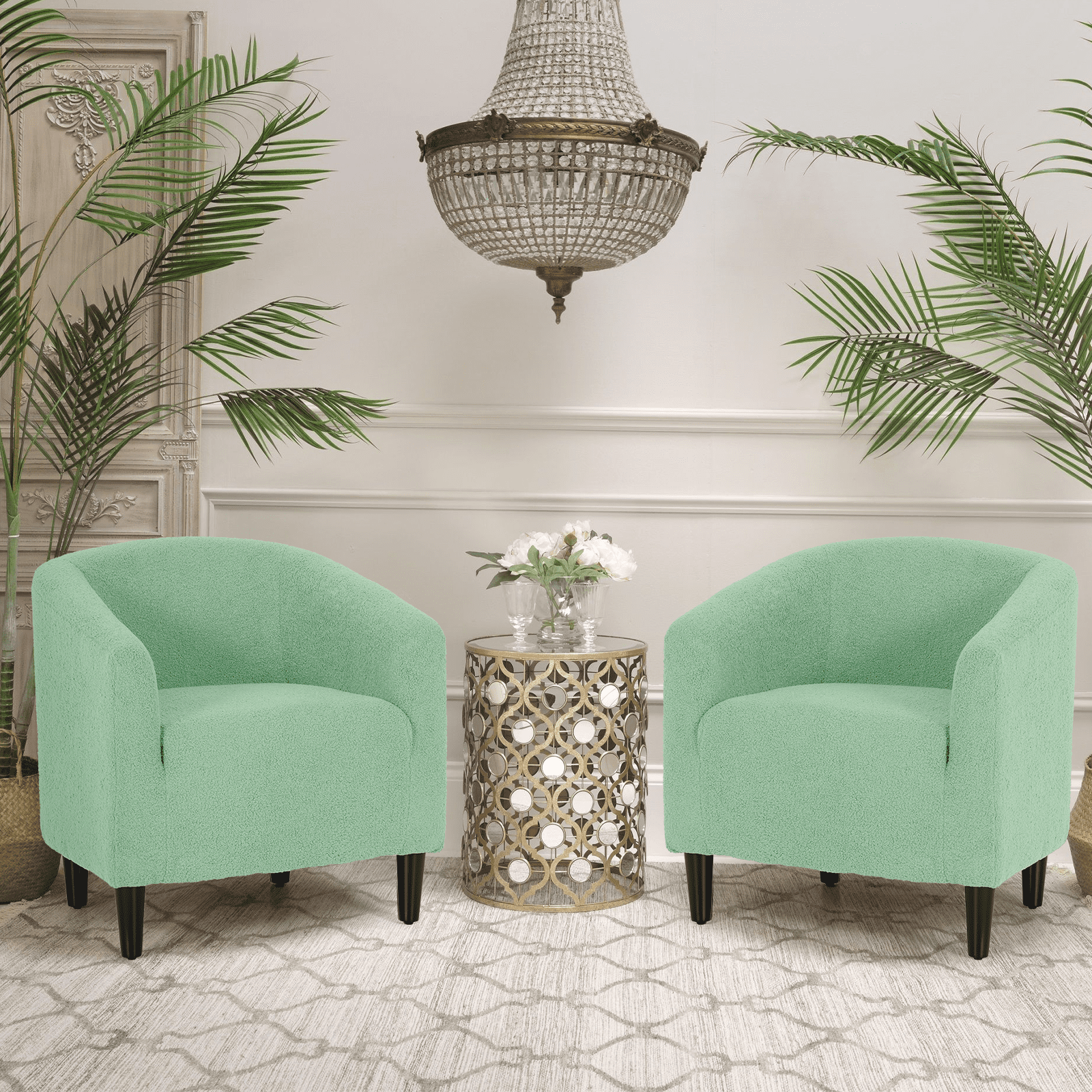 Magshion Modern Polyester Boucle Solid Print Accent Chairs with Padded ...