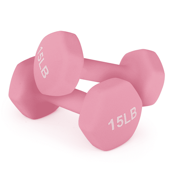 Magshion Neoprene Coated Dumbbell Hand Weights, 15 lb Pair, Anti-Roll ...