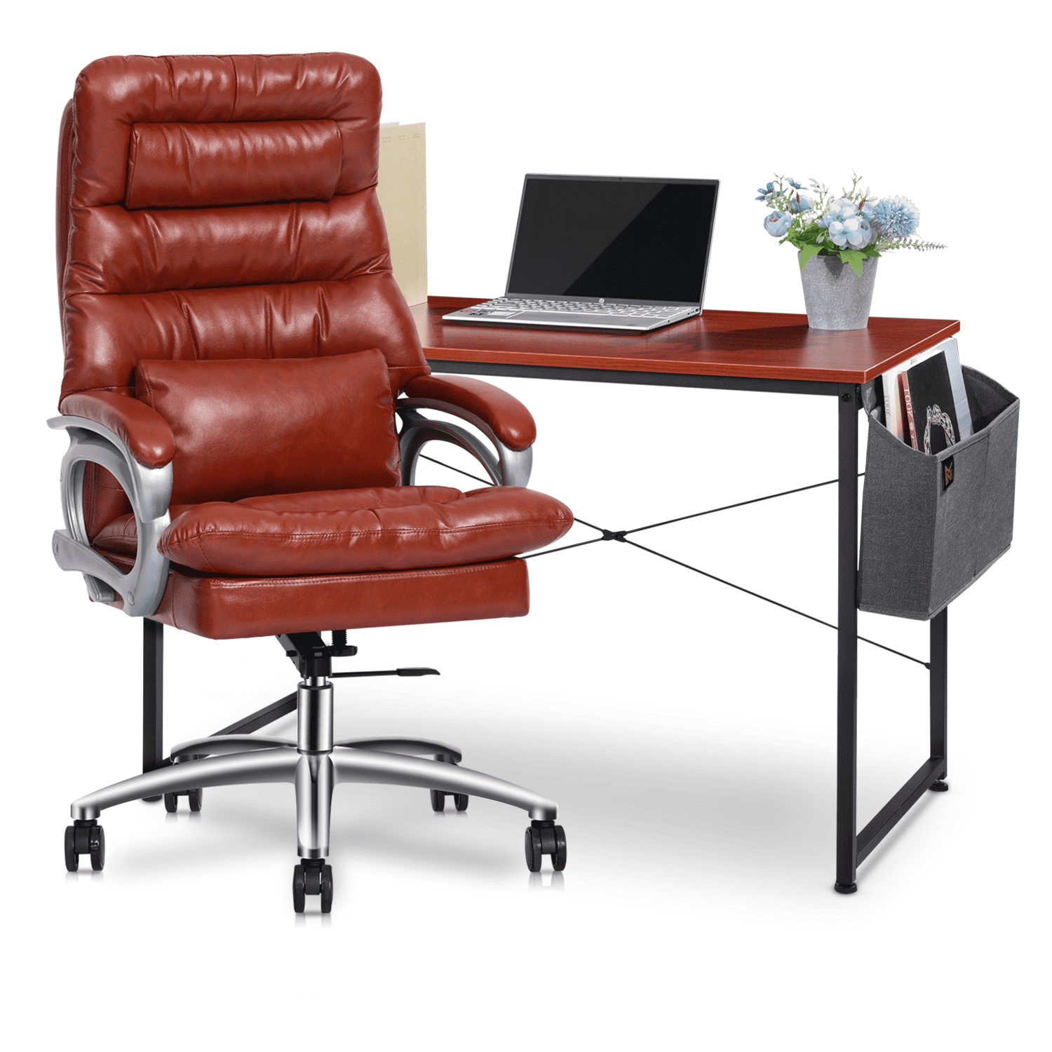 Magshion Small Space Study Storage Set: Rolling High Back Office Chair ...