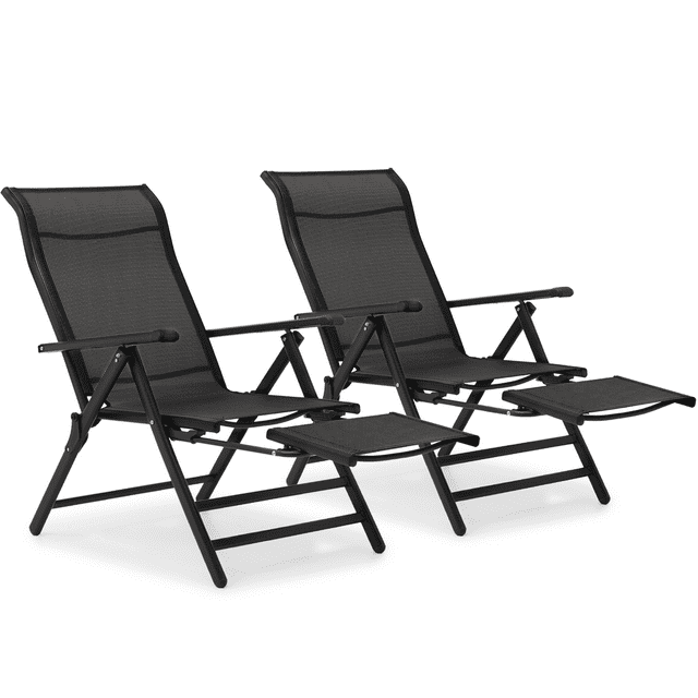Magshion Outdoor Chaise Lounge Chair Set of 2, Patio Folding Reclining ...