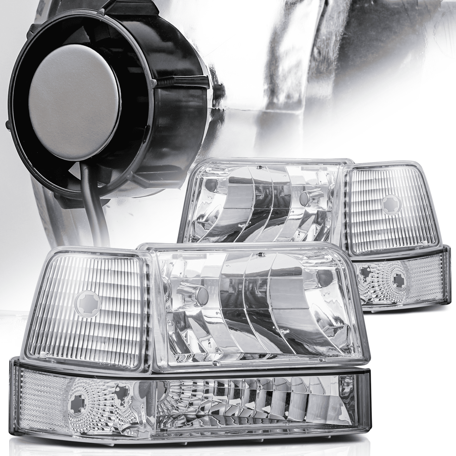 Magshion Pair Headlights Assembly with Pre-Assembled LED Bulbs for Ford ...