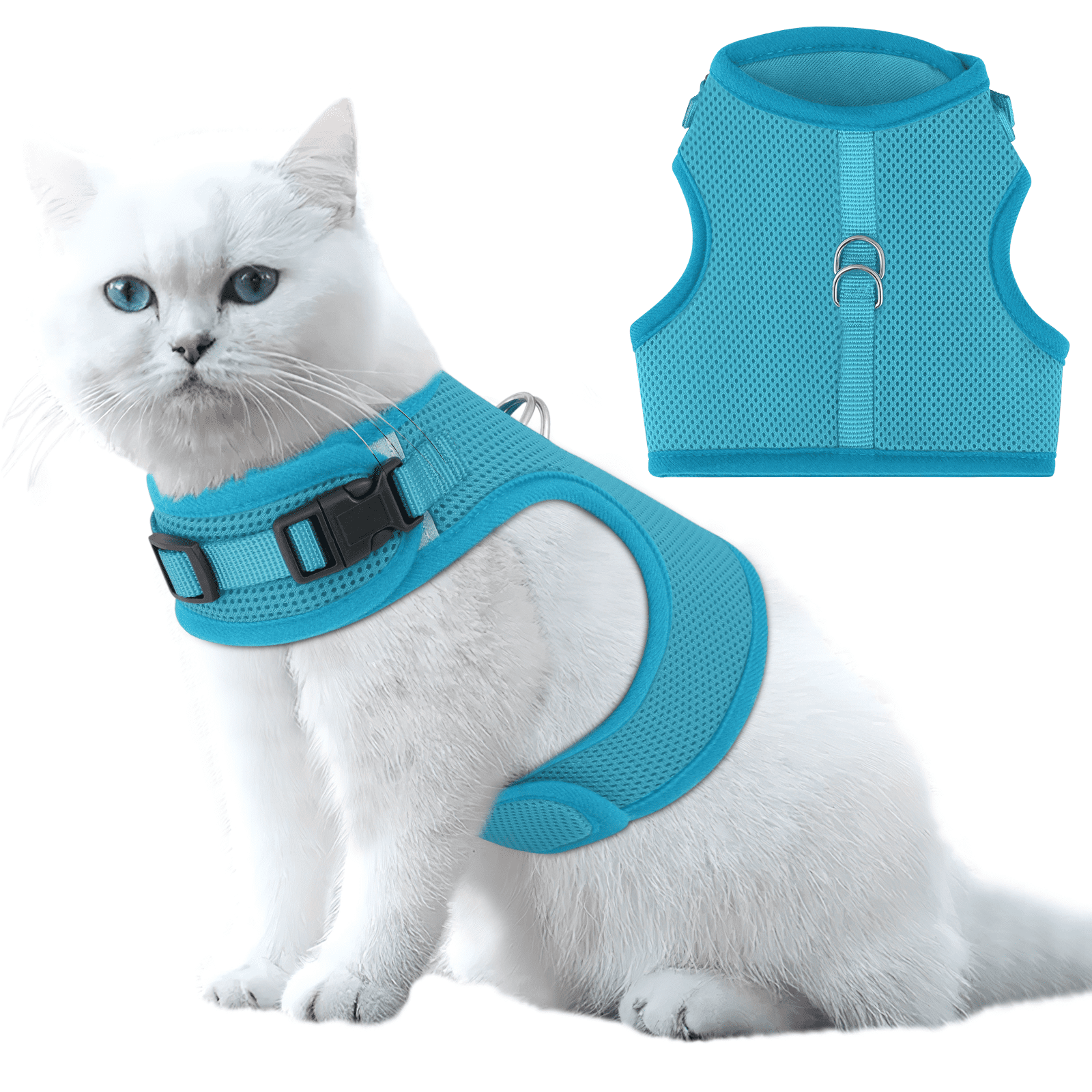 Magshion Sky Blue Cat Harness, Adjustable Vest with Breathable Mesh for ...