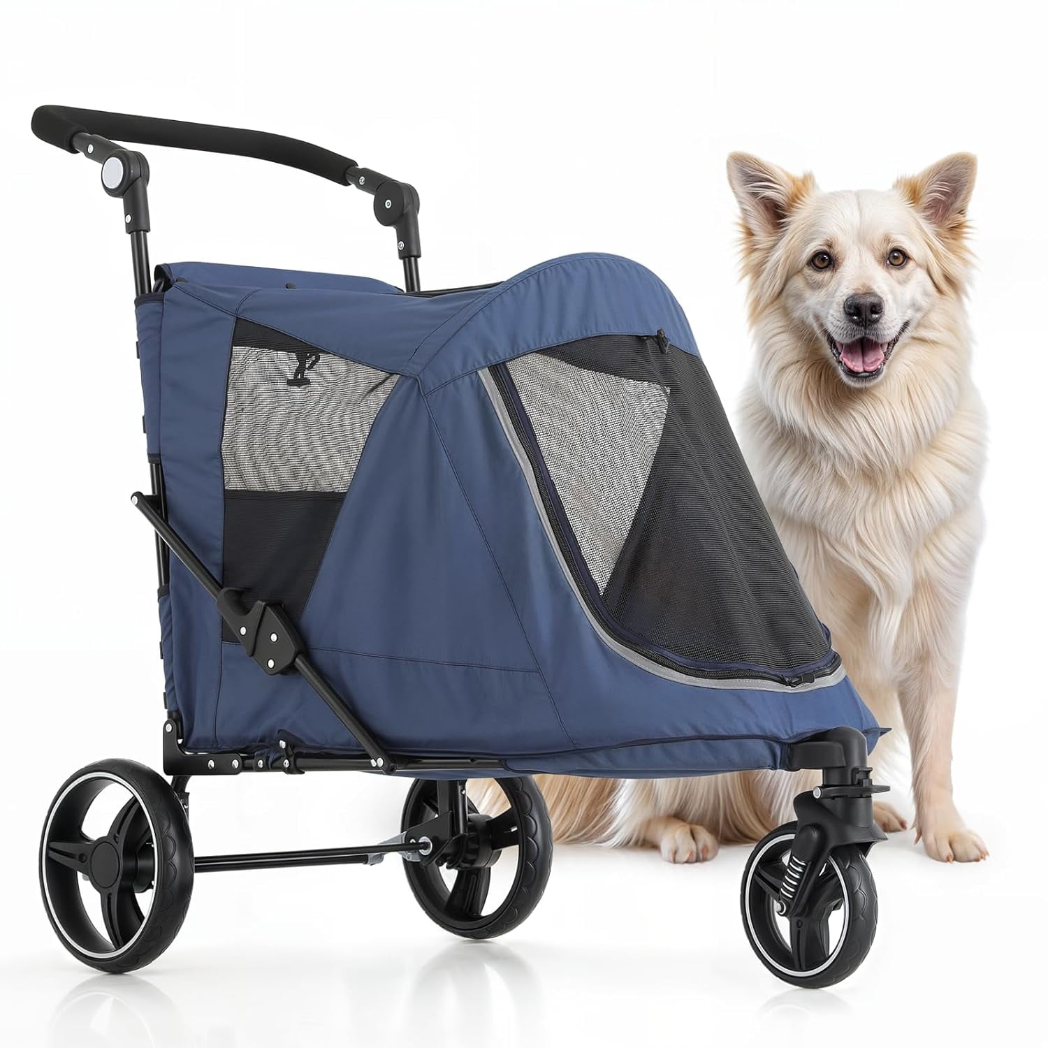 Magshion Pet Stroller for Medium Dogs w/Adjustable Handle, 3-Wheel Dog ...