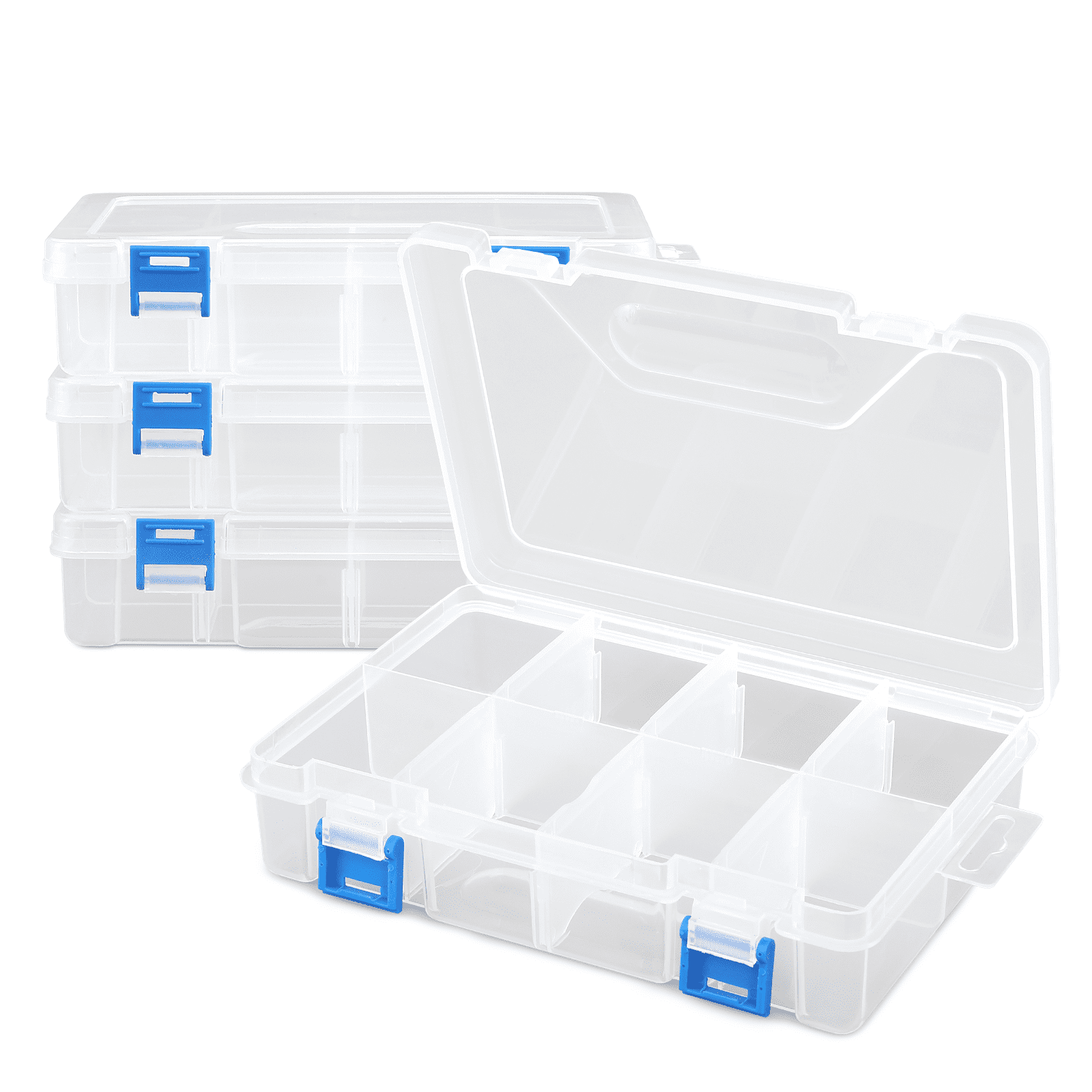 Magshion Plastic Grid Boxes 8 Grids Clear Storage Transparent Container ...