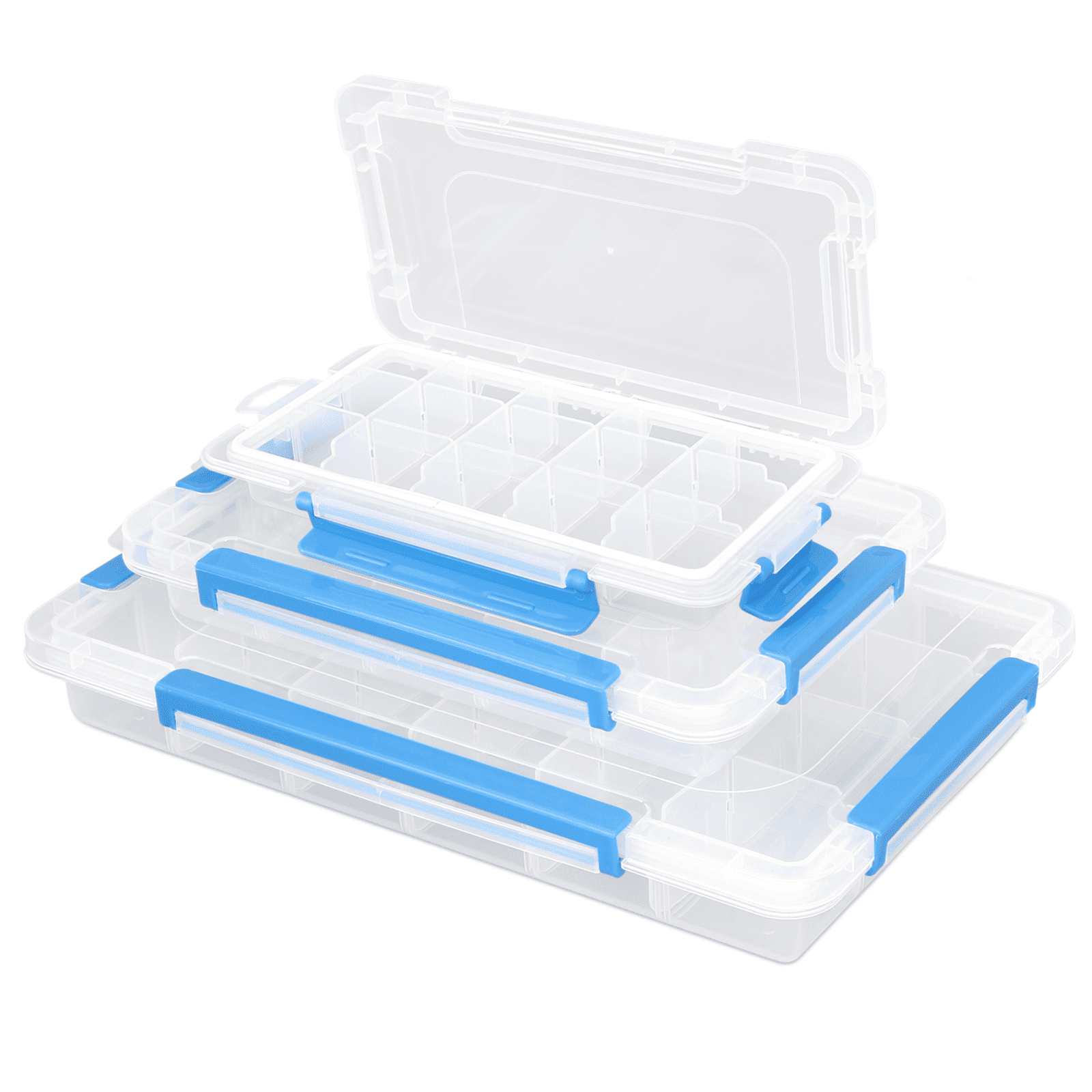 Magshion Plastic Grid Boxes Clear Storage Transparent Container Box ...