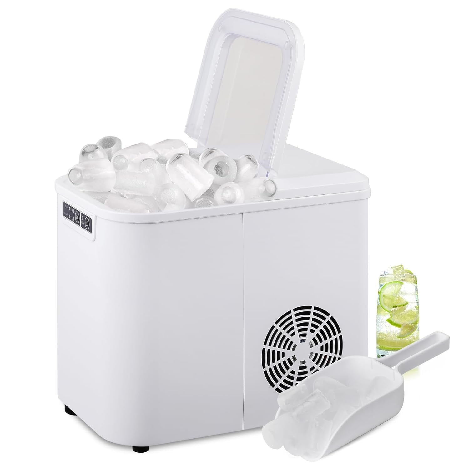 Magshion Portable Countertop Ice Maker, 9 Bullet-Shaped Ice Cubes in 10 ...