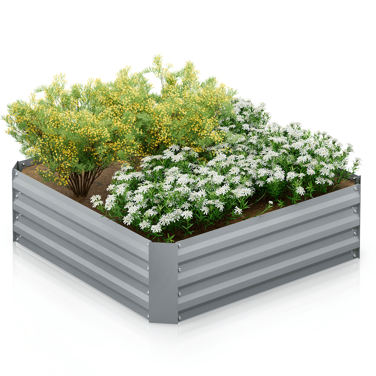 Magshion Square Raised Garden Bed, Outdoor Planter Box for Vegetables ...