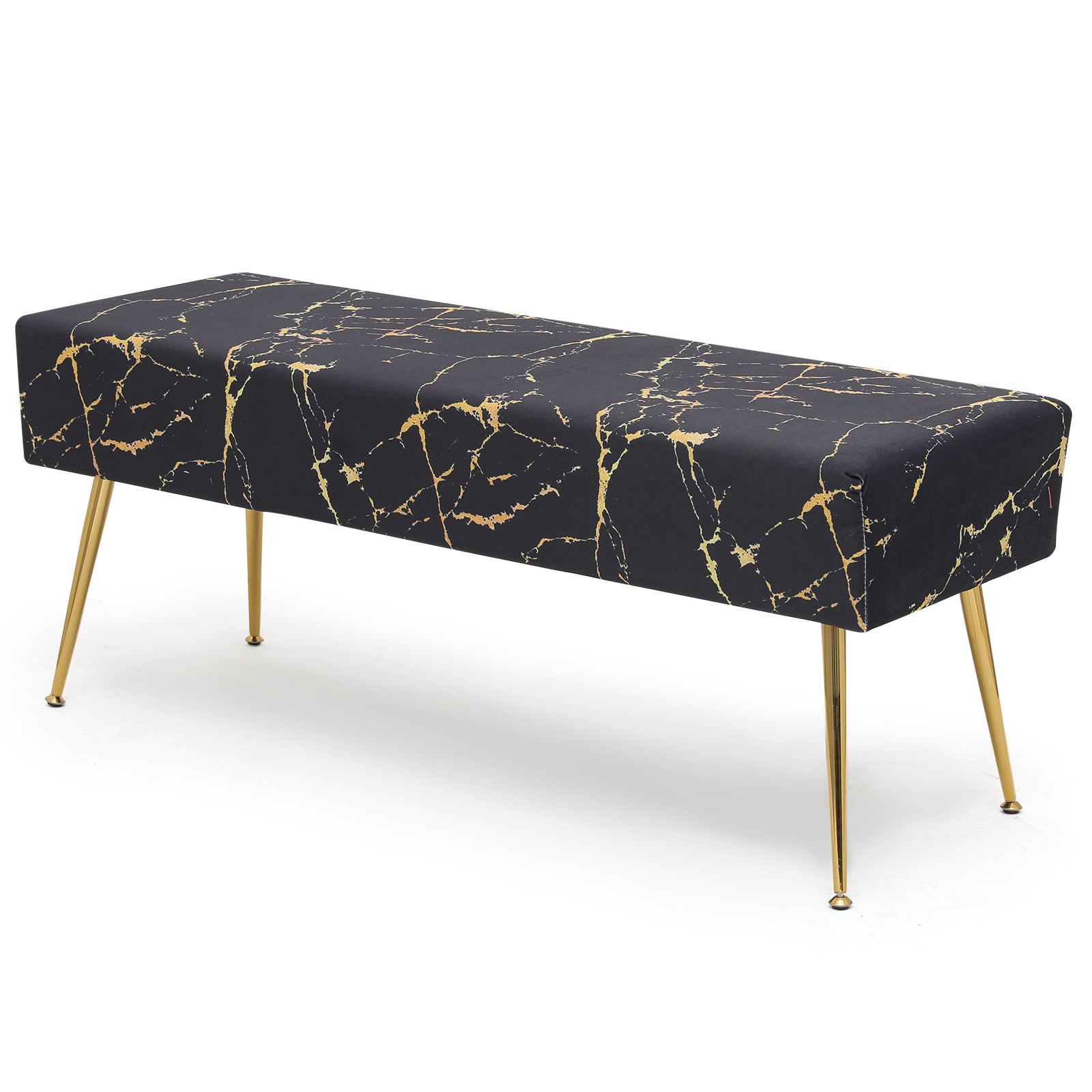 Magshion Rectangular Tufted Velvet Marbling Pattern Ottoman, Entryway ...