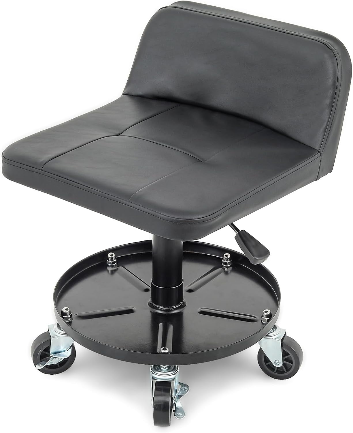 Magshion Rolling Shop Stool with Backrest and Tool Tray, 21.5" to 27 ...