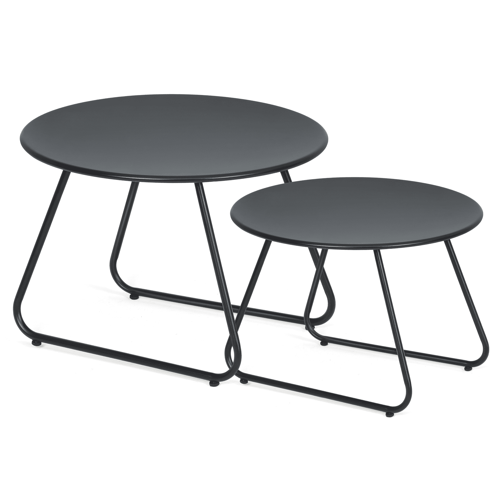 Magshion Round Nesting Coffee Table Set of 2, Steel Snack End Table ...
