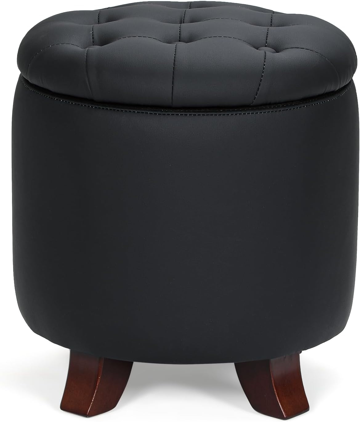 Magshion Round Ottoman with Storage, 15.5 Dia. x 17 H Inches PU Leather ...