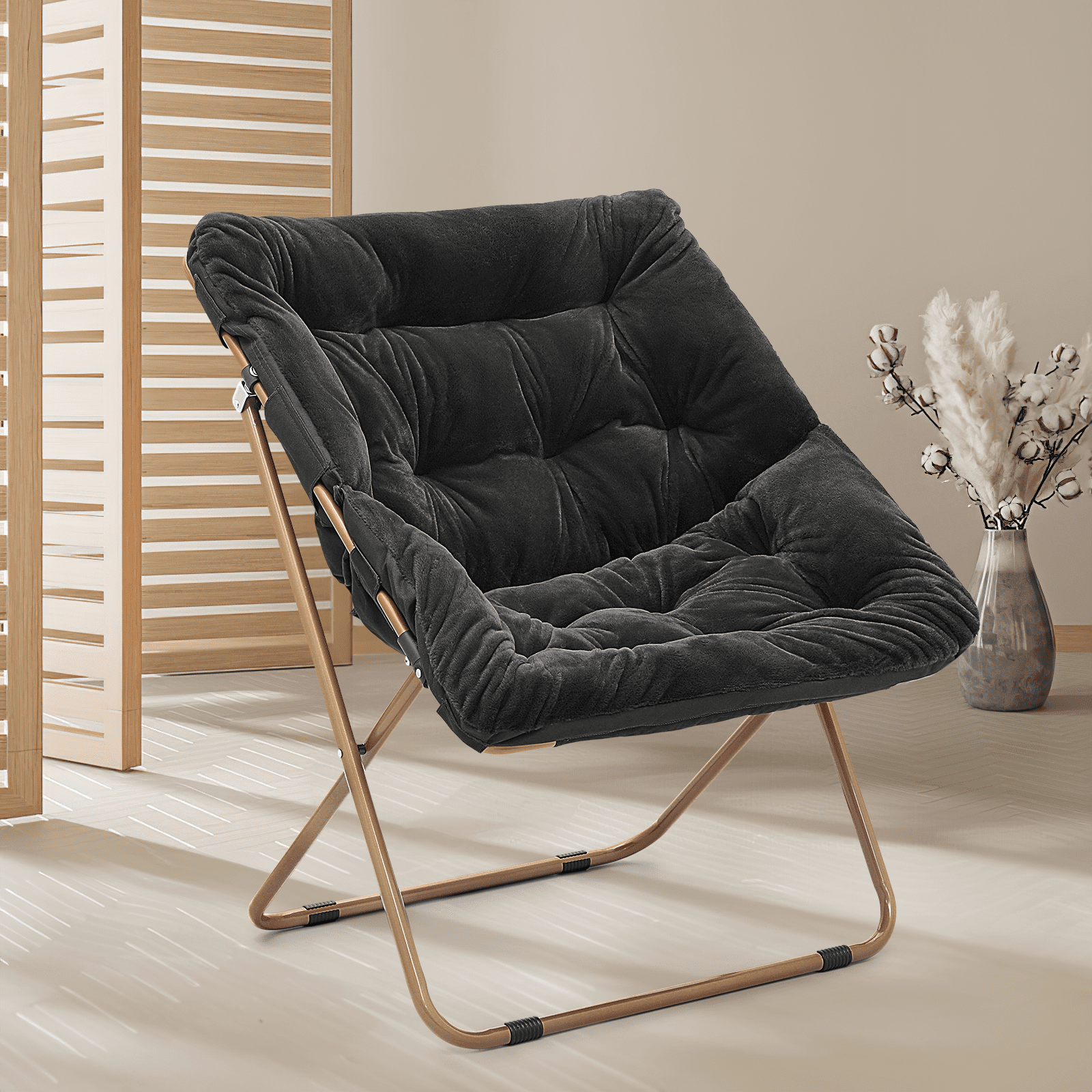 Magshion Square Saucer Chair for Adults, Foldable Soft Synthetic Fur ...
