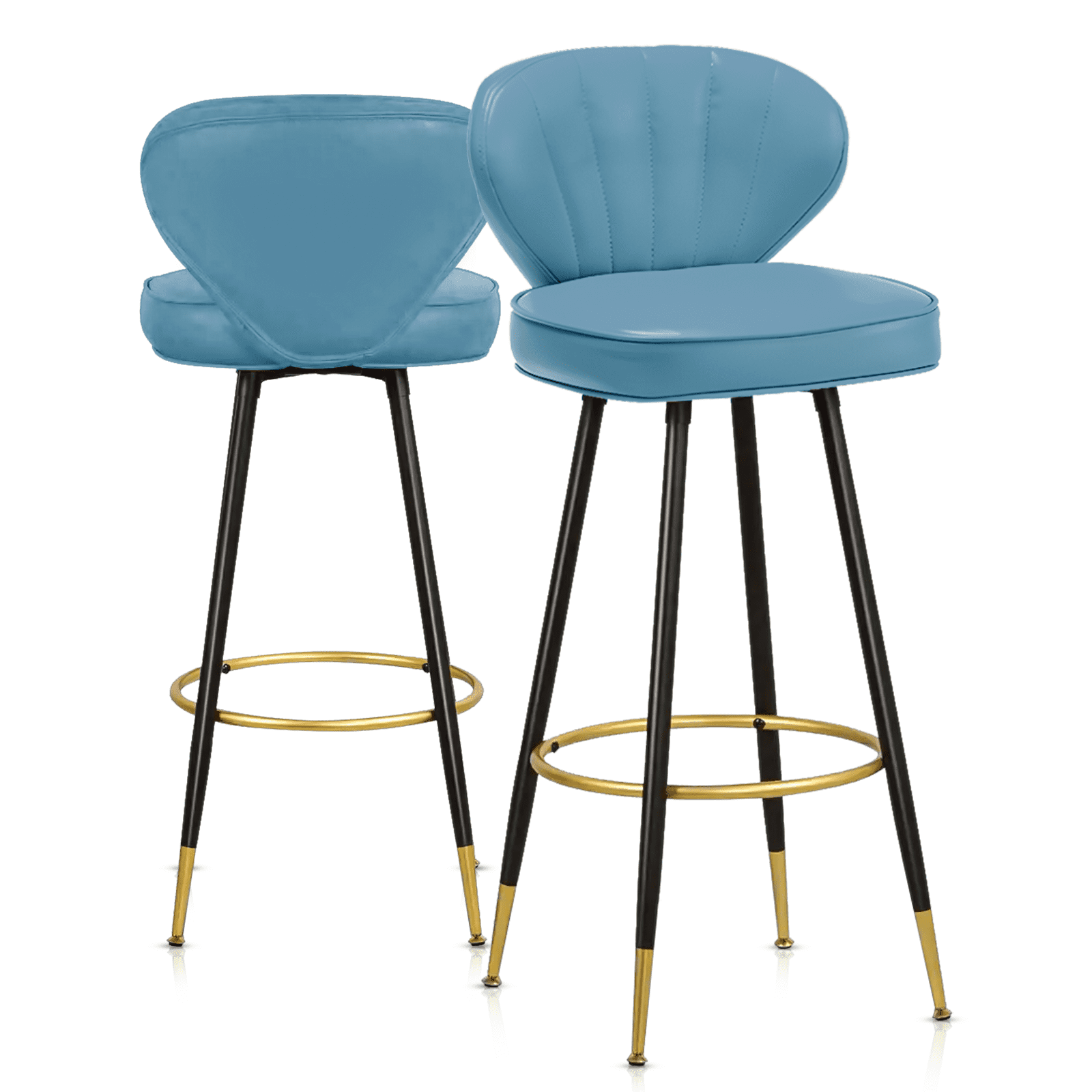 Magshion PU Leather Bar Stools Set of 2, Shell Back, Low Back Chairs ...