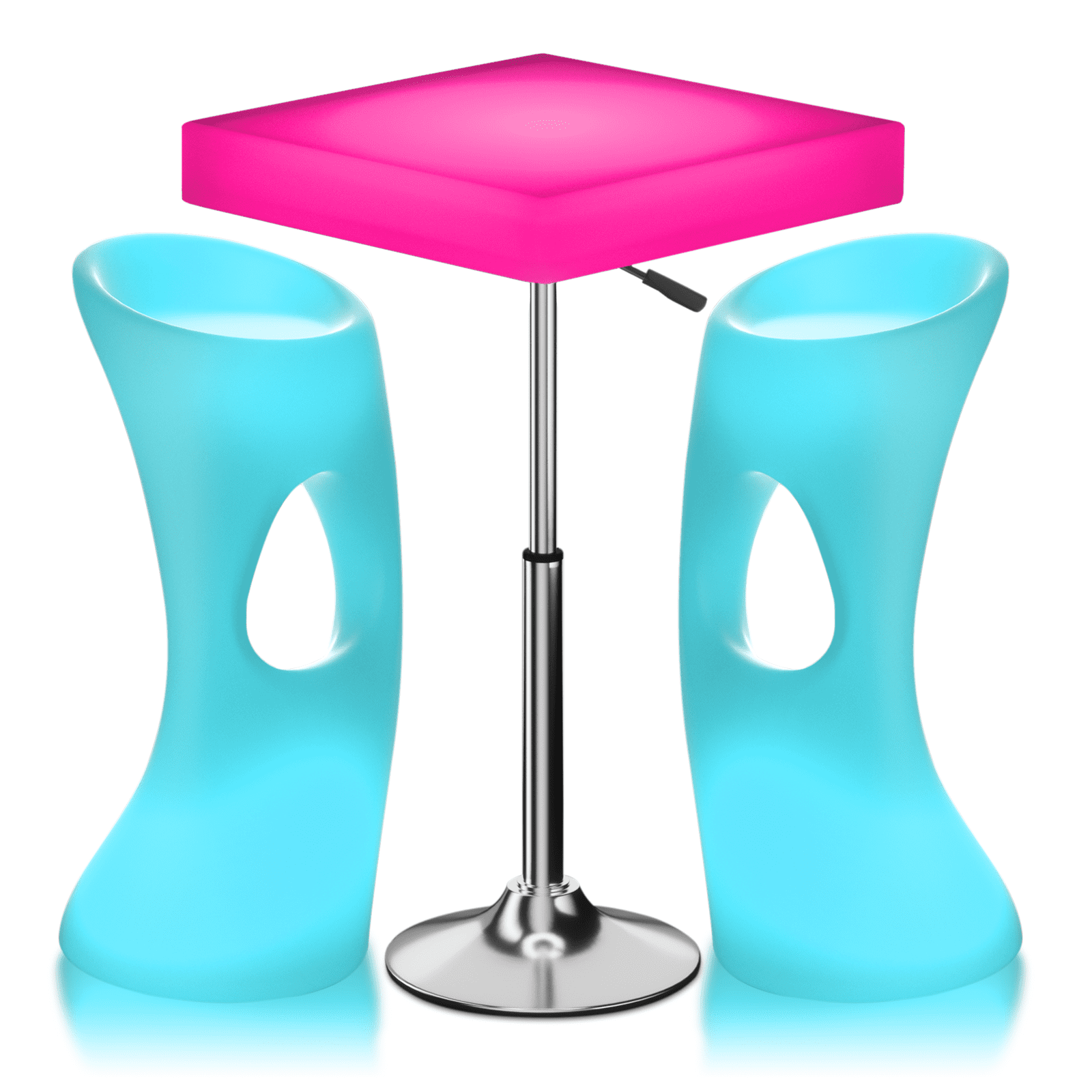 Magshion Set of 3 LED Light Up Square Bar Table + Stools, 16 Color ...