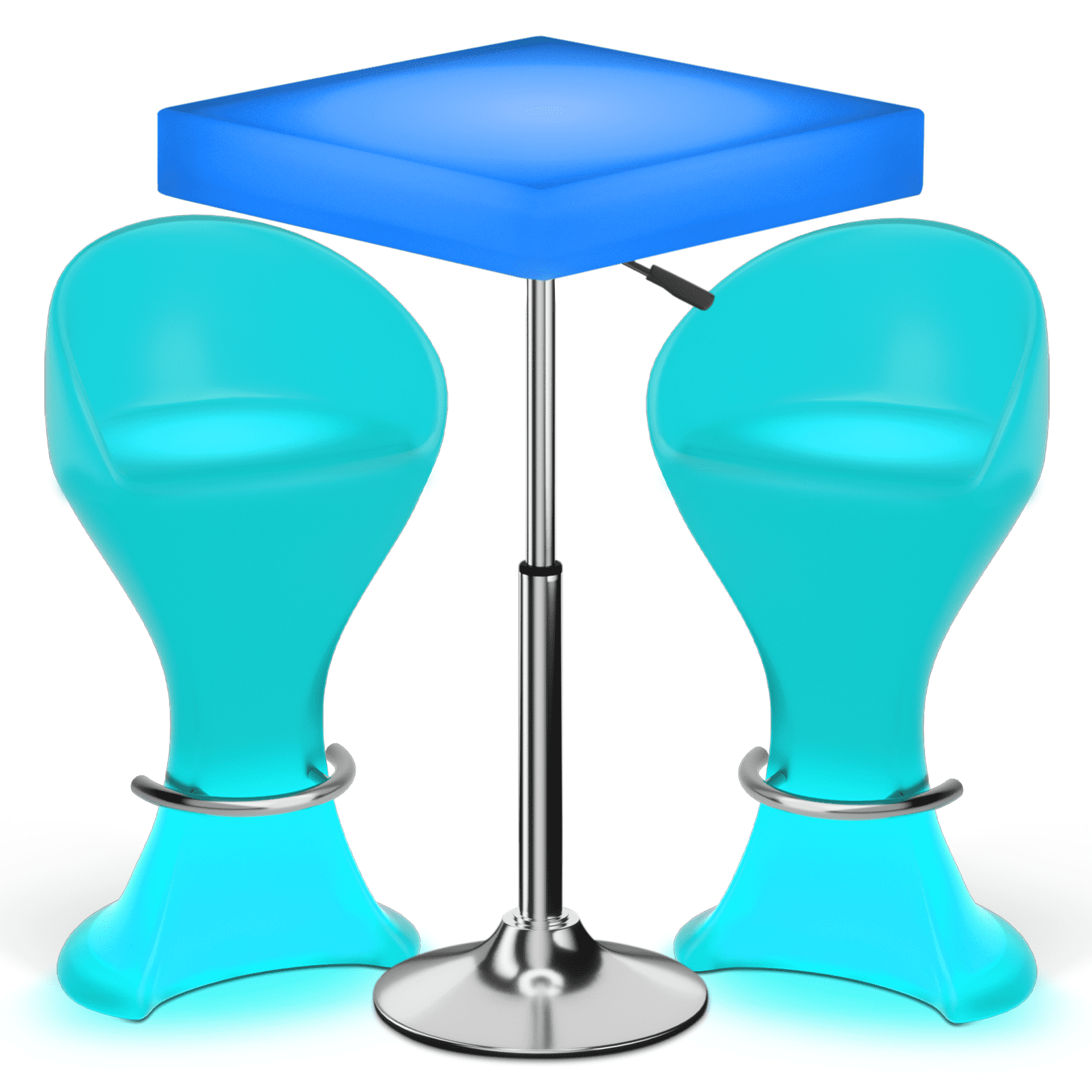 Magshion Set of 3 LED Light Up Square Bar Table + Stools, 16 Color ...