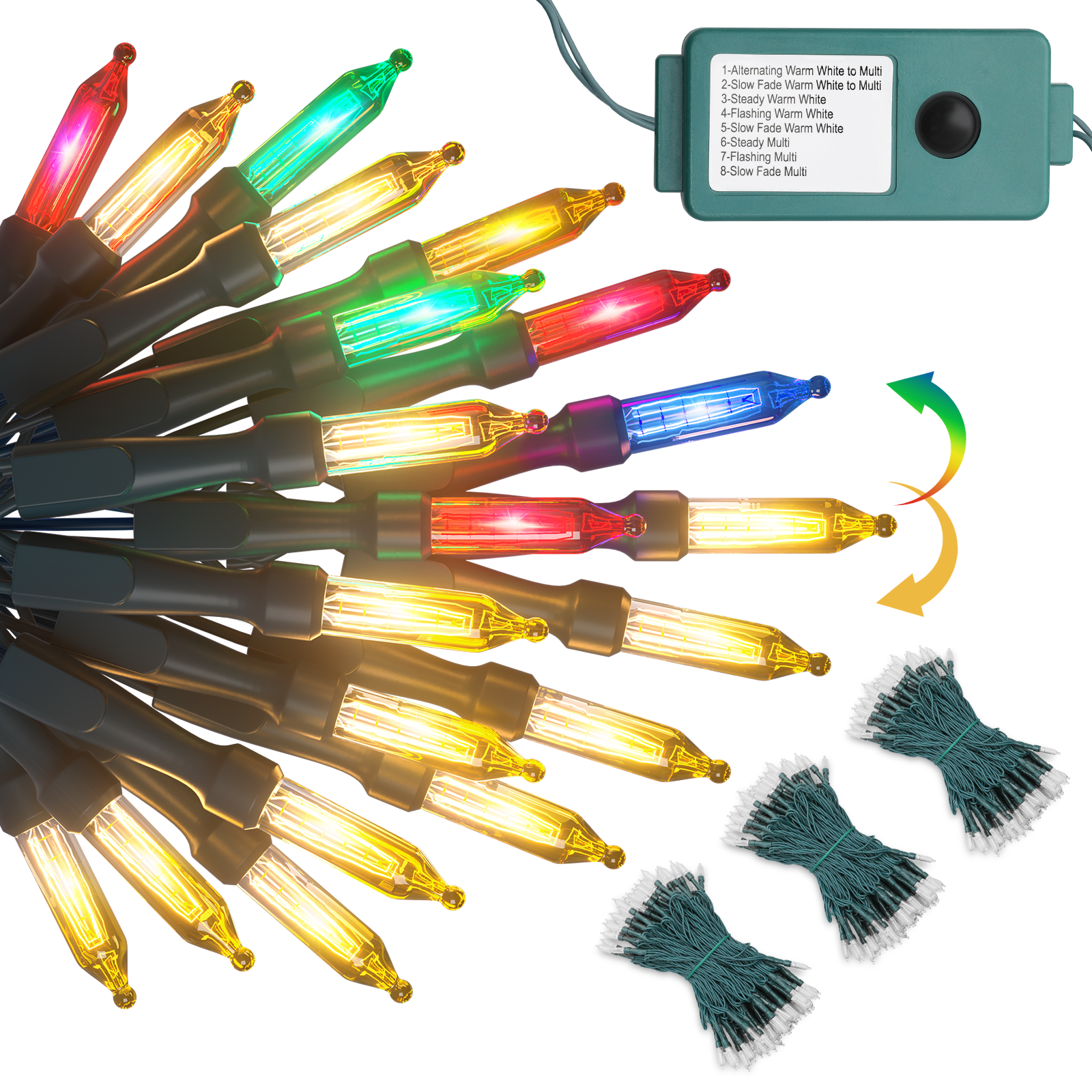 Magshion Set of 3 Multiple/Warm Color Tree Lights with Timer and 8 Mode ...