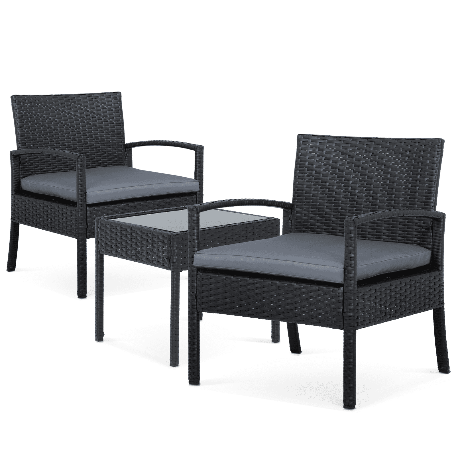 Magshion Set of 3 Patio Furniture Set, Outside Bistro Set, PE Rattan ...