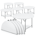 Magshion Set of 10 4Ft Round Plastic Folding Table, Indoor Outdoor ...