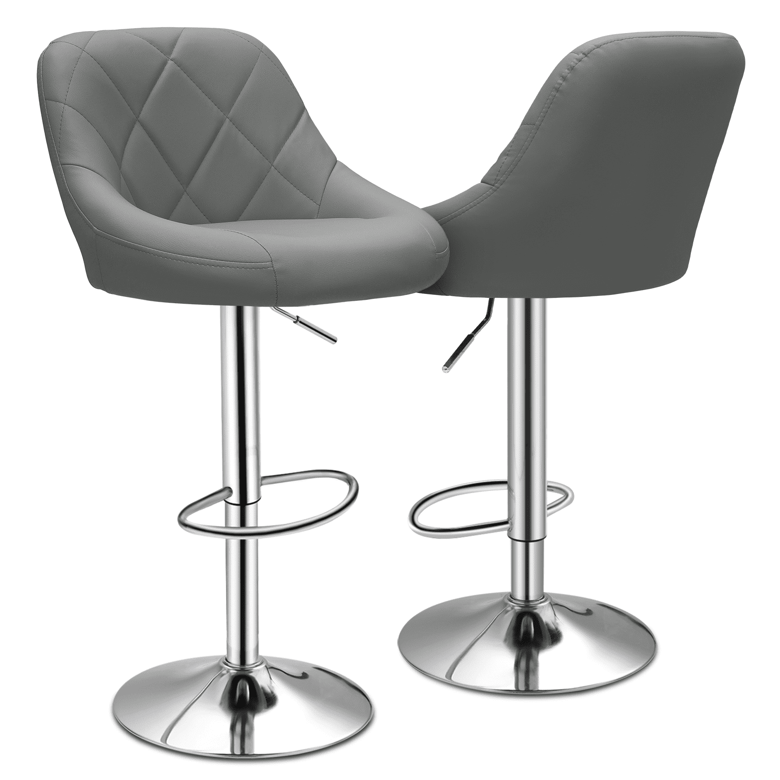 Magshion Tall Bar Stools (Set of 2) - Cushioned Faux Leather, Swivel ...