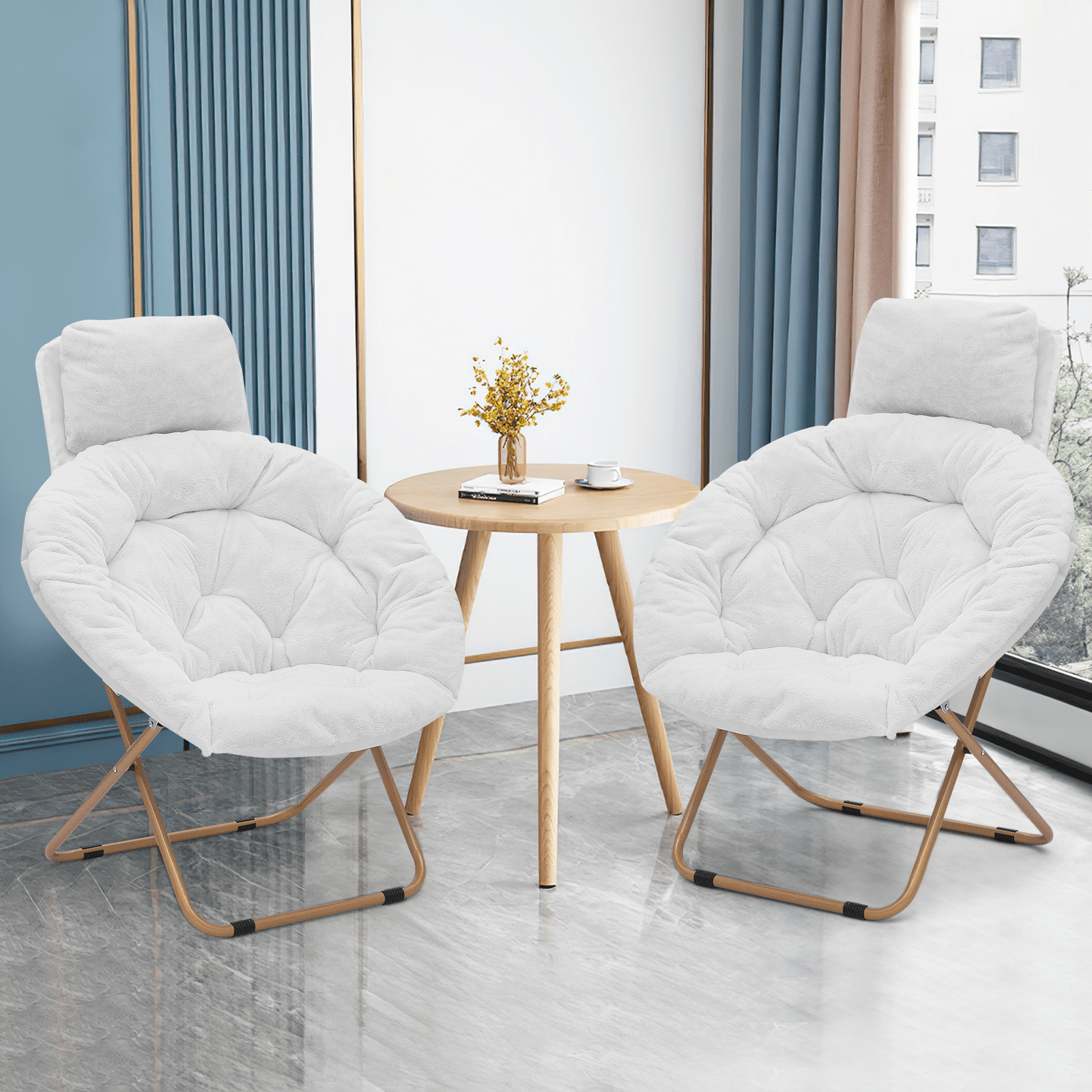 Magshion Comfortable Oversized Faux Fur Foldable Saucer Chair, Large ...