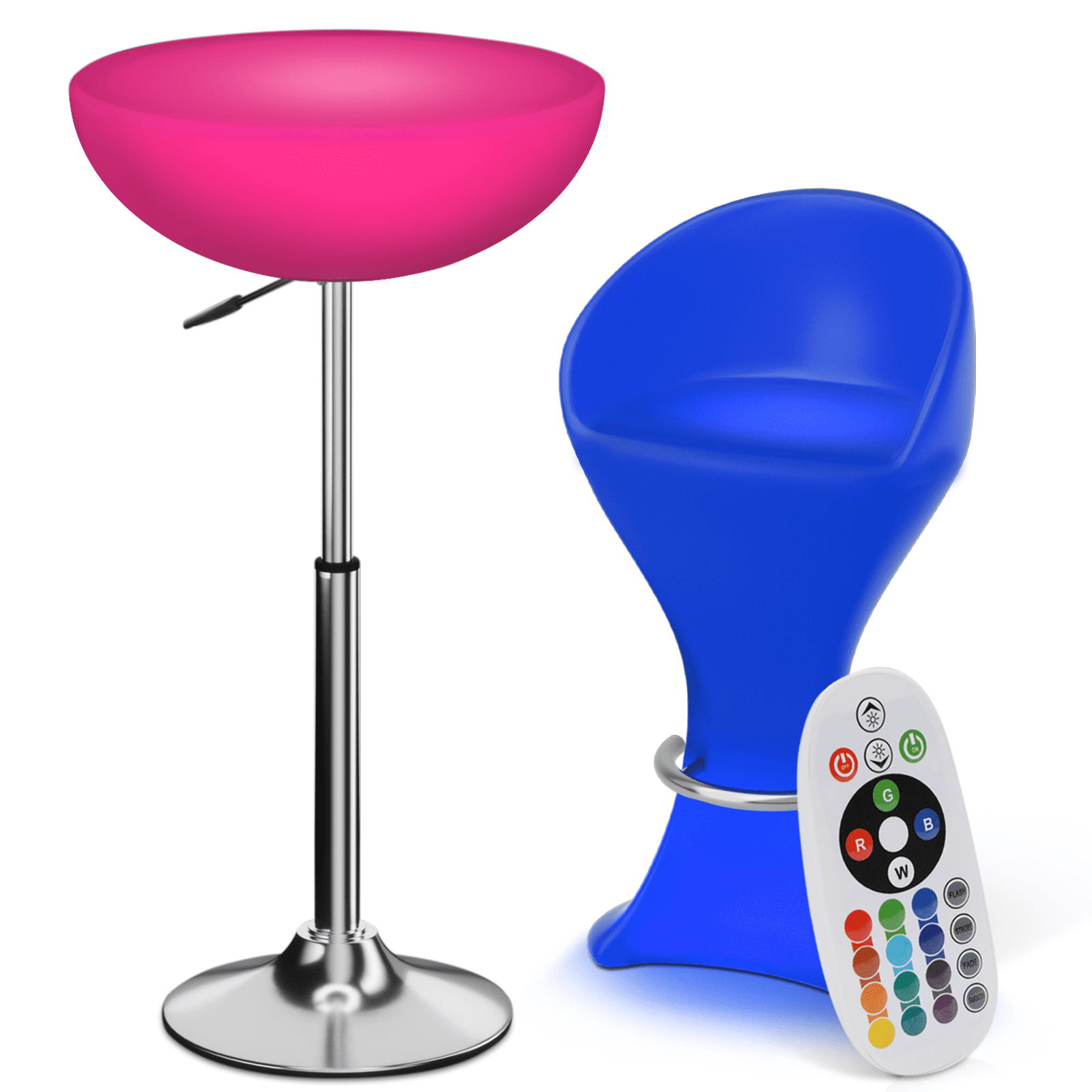 Magshion Set of 2 LED Light Up Bar Table + Stool, 16 Color Changing ...