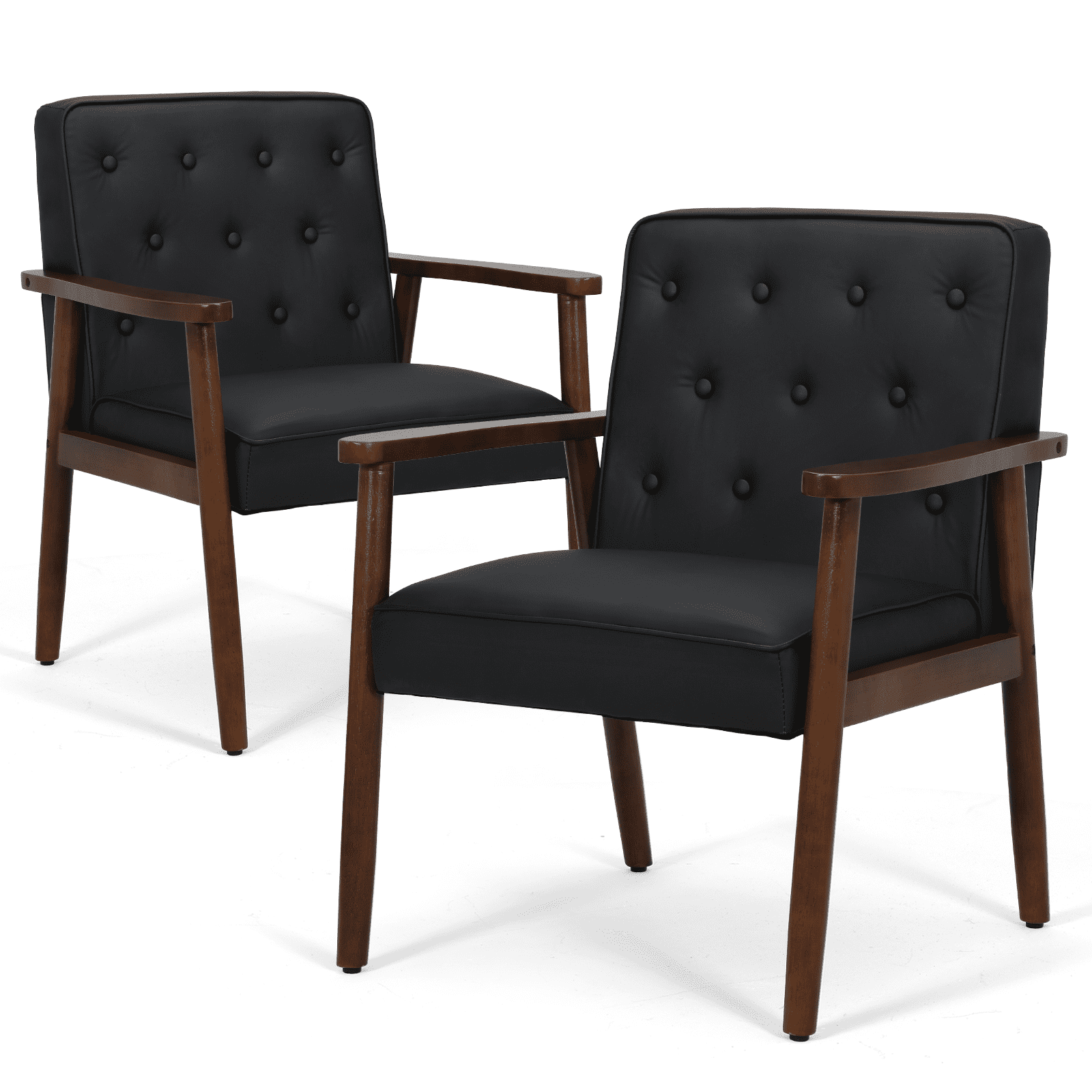 Magshion Set of 2 Mid Century Modern Arm Chair with Wood Frame ...