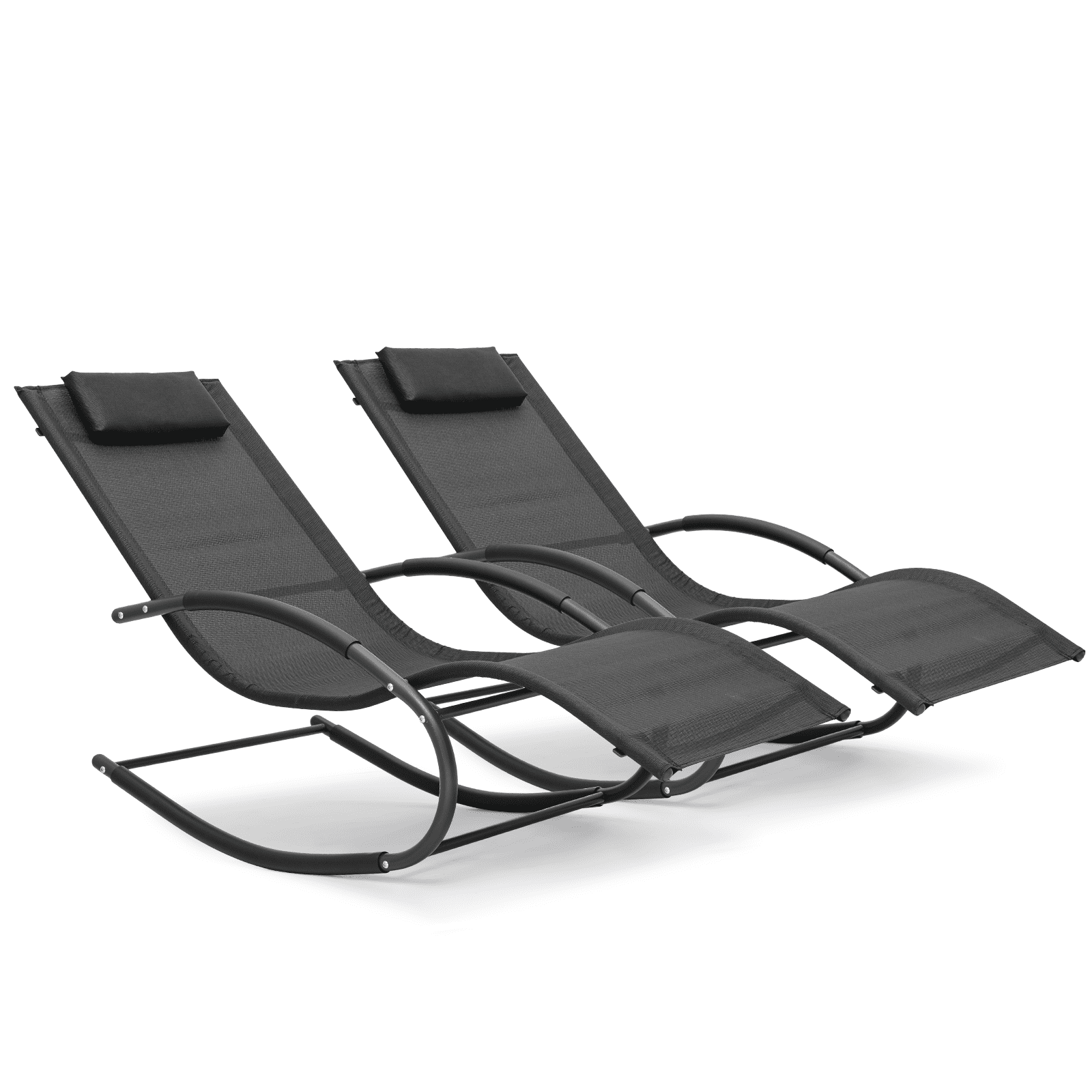 Magshion Set of 2 Outdoor Rocking Chair, Curved Rocker Chaise Lounge ...