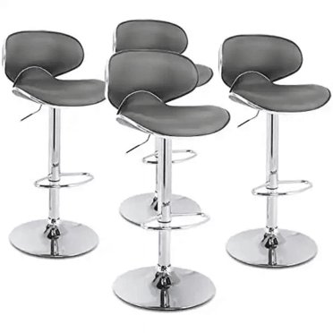 ZAFLY Bar Stools Set of 4, 360° Swivel Barstools with Backrests, Bar Height Counter Stools ...
