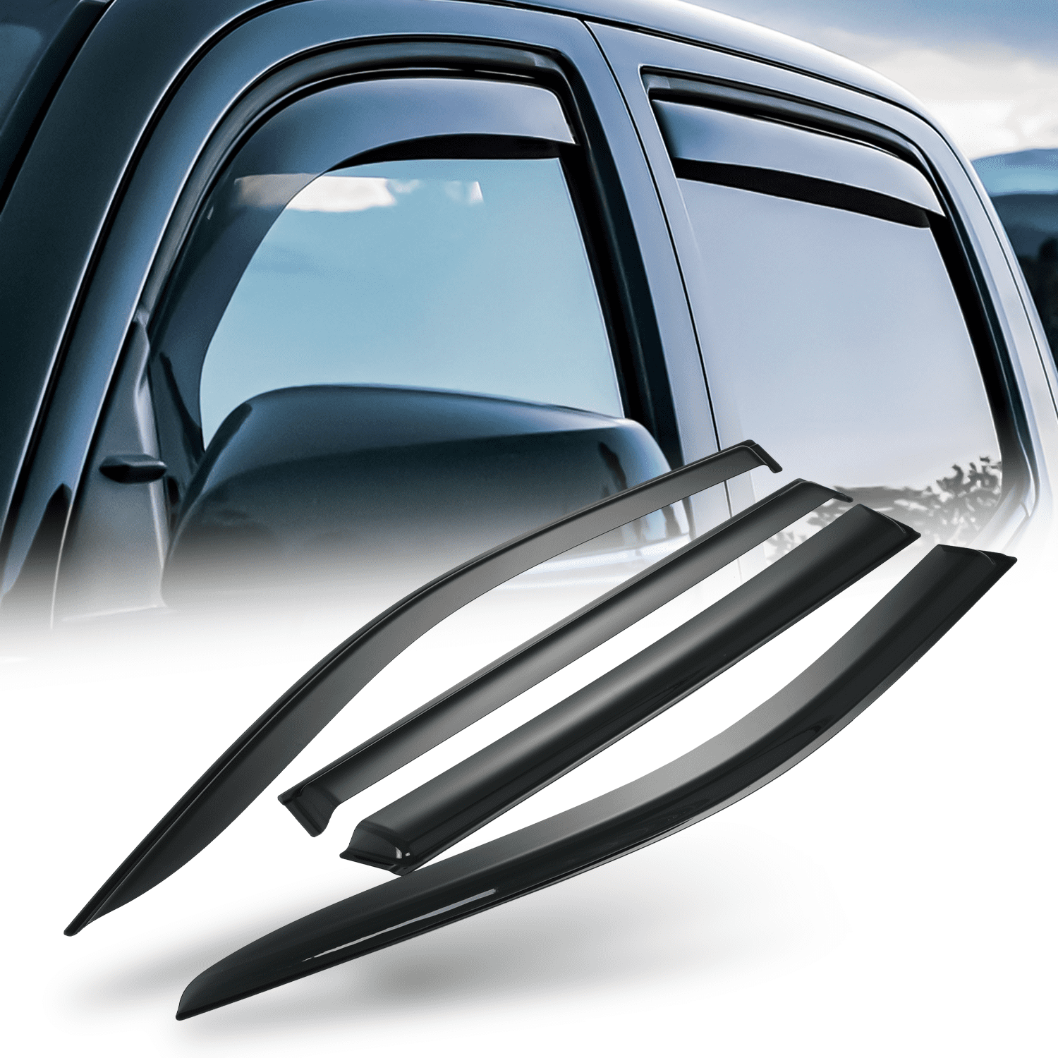 Magshion Set of 4 Tape-On Window Visor Shade Smoke Vent Rain Wind ...