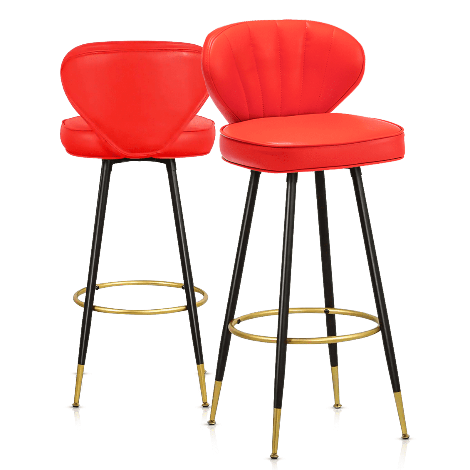 Magshion Faux Leather Bar Stools, Red, Set of 2, Counter Height, Low ...