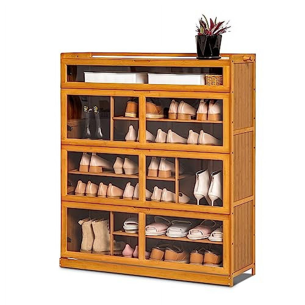 Magshion Shoe Storage Cabinet with Pull-Down Acrylic Doors - Tall ...